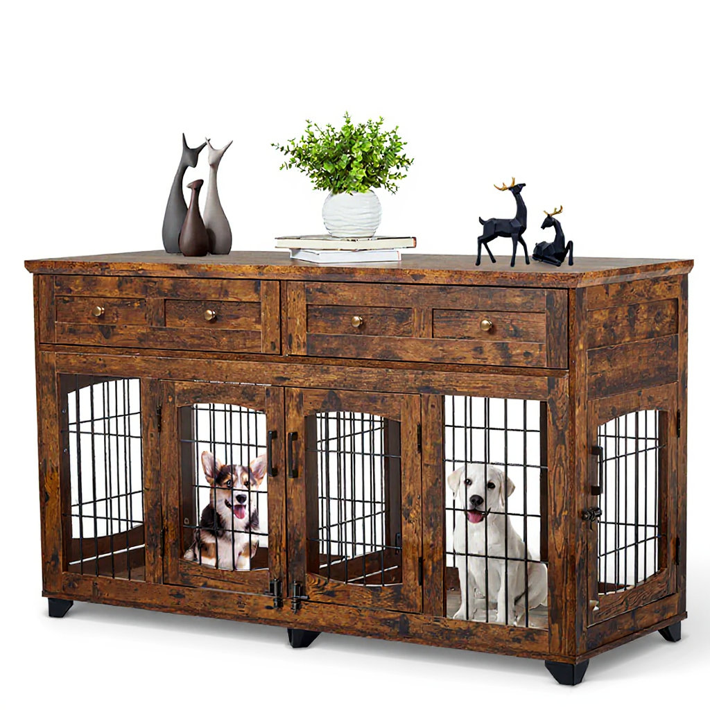 Tucker Murphy Pet™ 58'' Dog Crate Furniture with 5 Doors and Openable ...