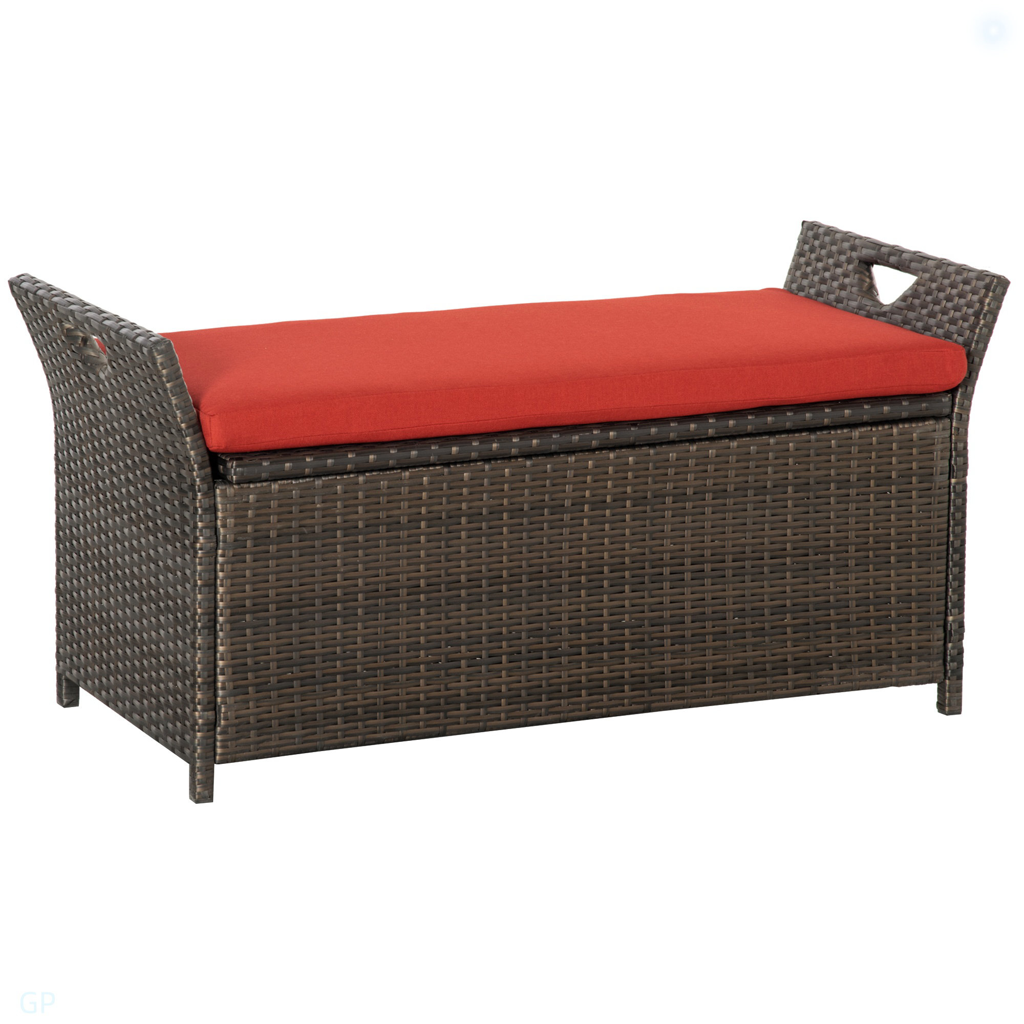 Latitude Run® Patio Wicker Storage Bench With Handles And Cushion | Wayfair