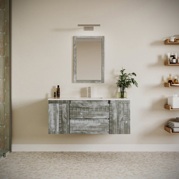 Fresca Ensemble de meuble-lavabo mural flottant simple 48 po avec ...