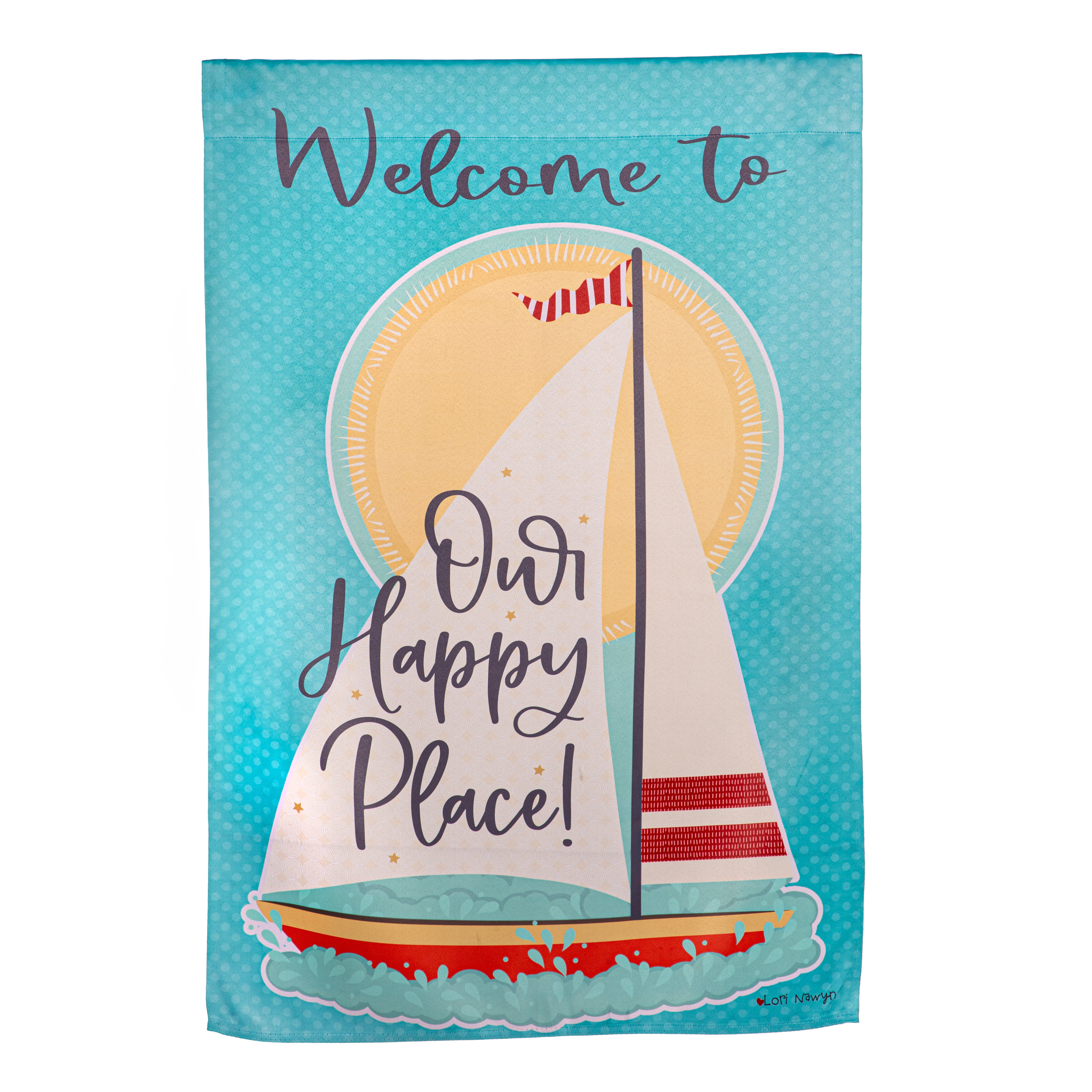 Breakwater Bay Welcome To Our Happy Place Suede House Flag | Wayfair