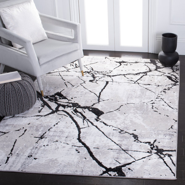 Steelside™ Metzger Abstract Gray/Black Area Rug & Reviews | Wayfair