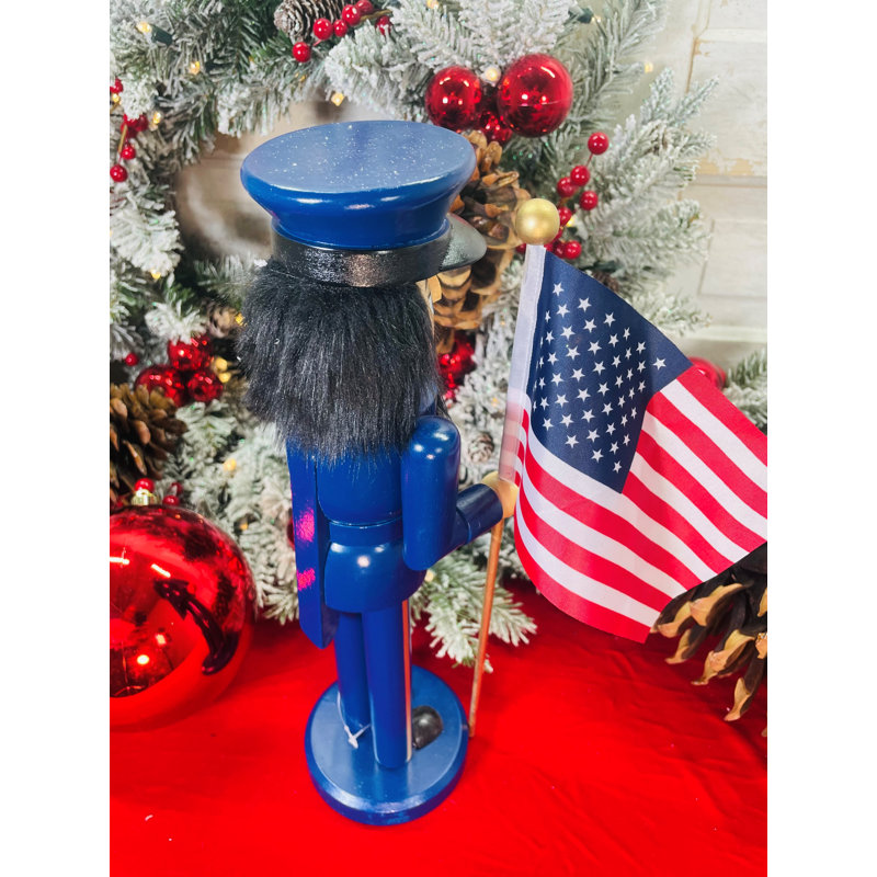 The Holiday Aisle® 14" Air Force Nutcracker With Flag | Wayfair