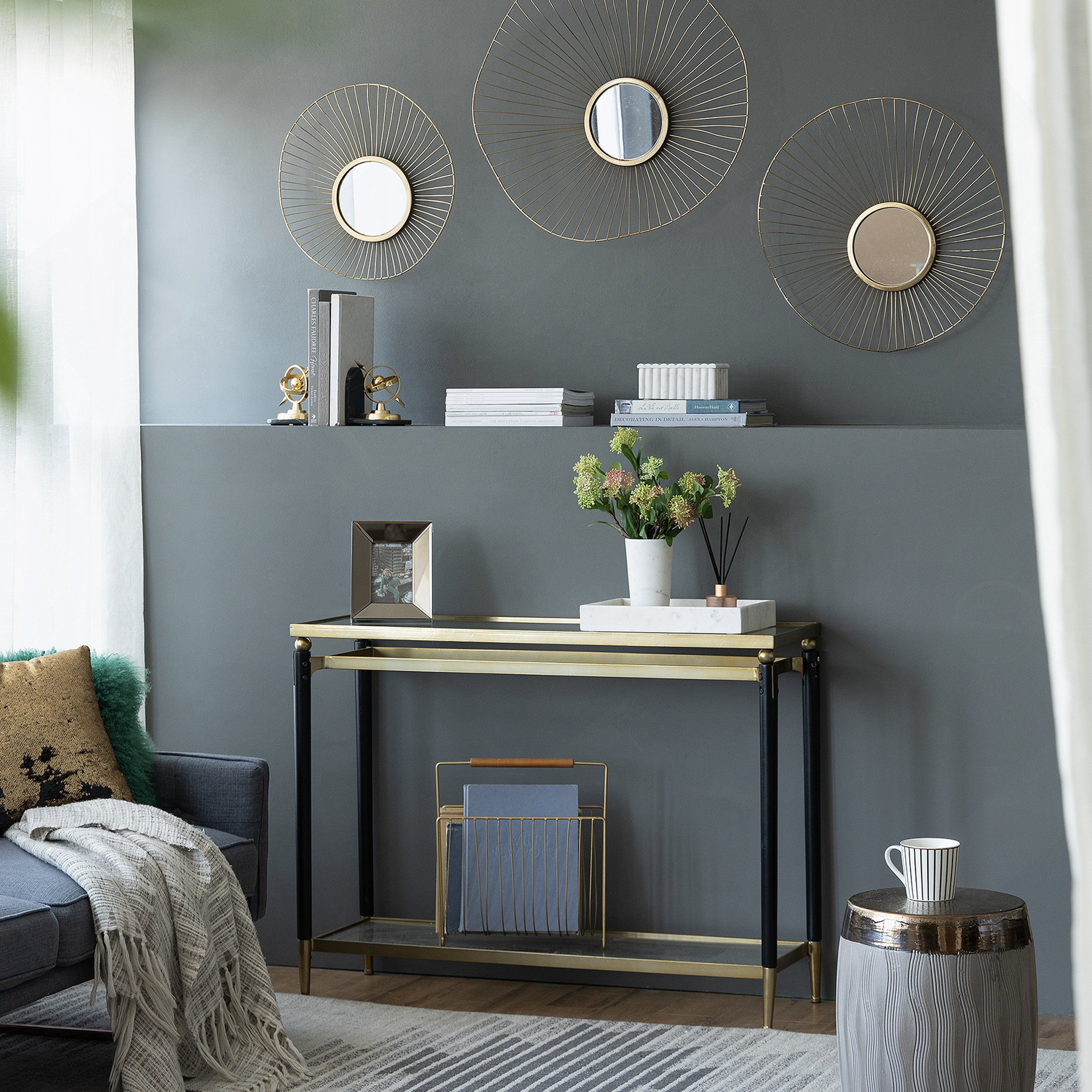 Mercer41 Iron Frame Vertical Round Mirror | Wayfair