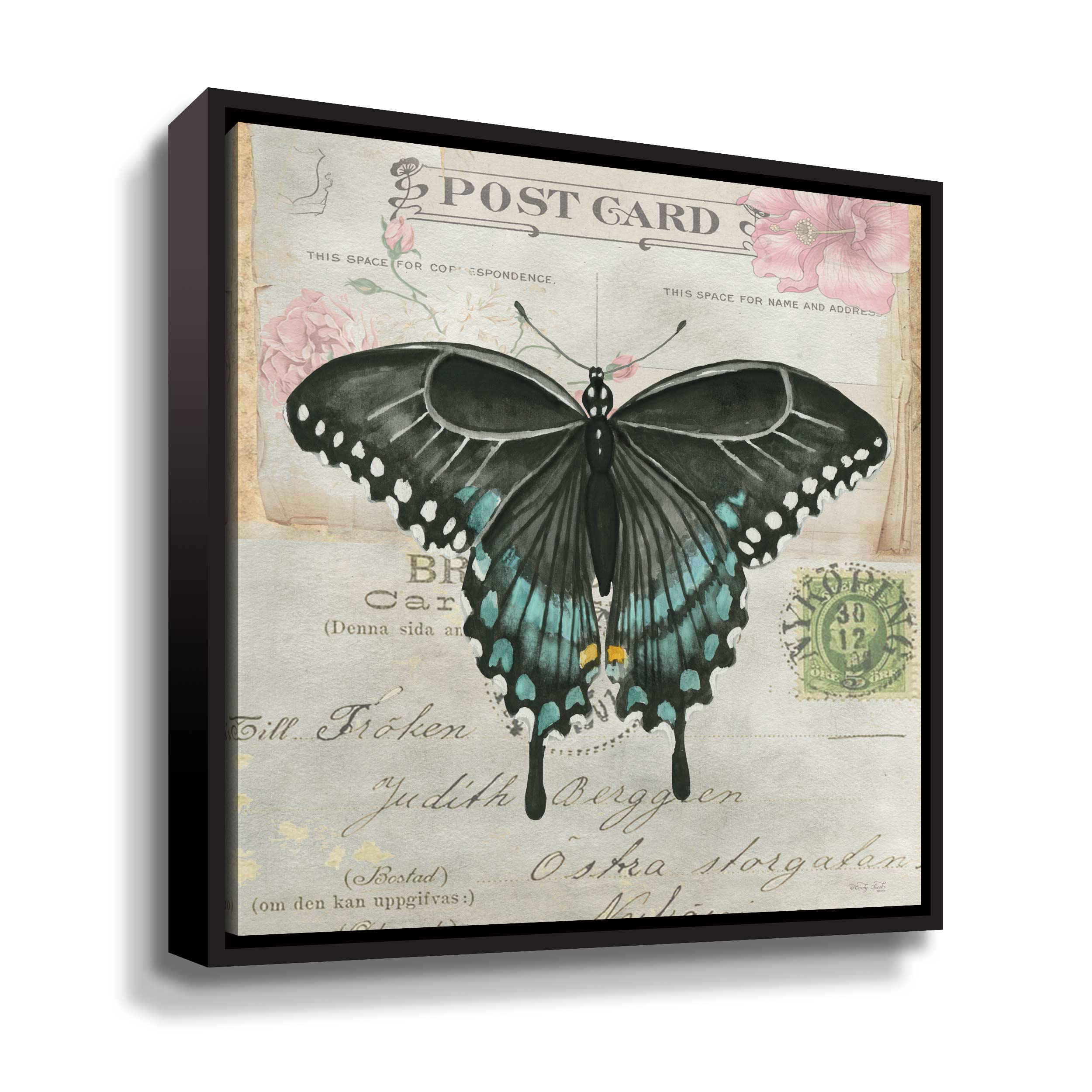 Ophelia & Co. Postcard Butterfly III - Graphic Art on Canvas | Wayfair