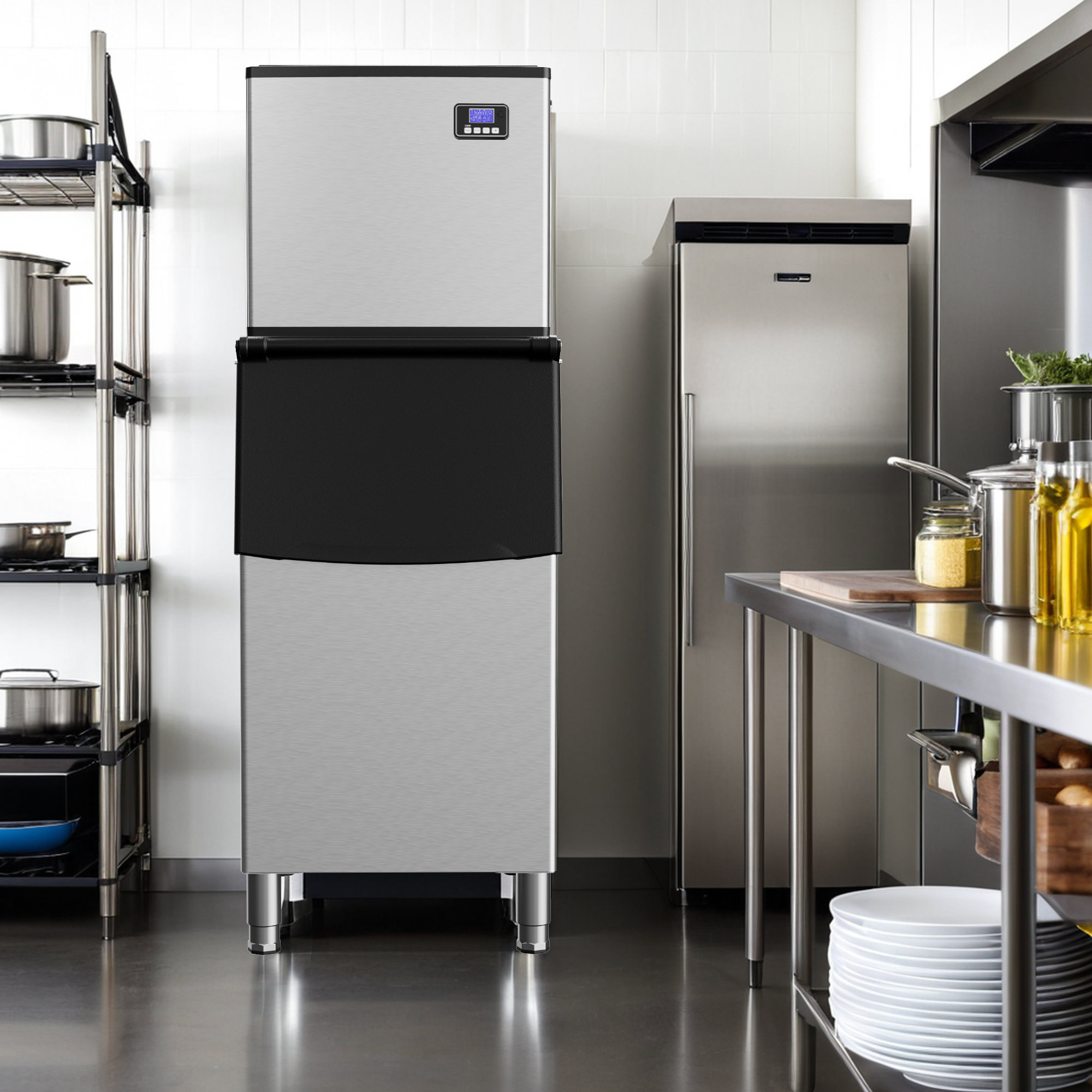 Simzlife 400 LBS Daily Production Cube Clear Ice Freestanding/Built-in ...