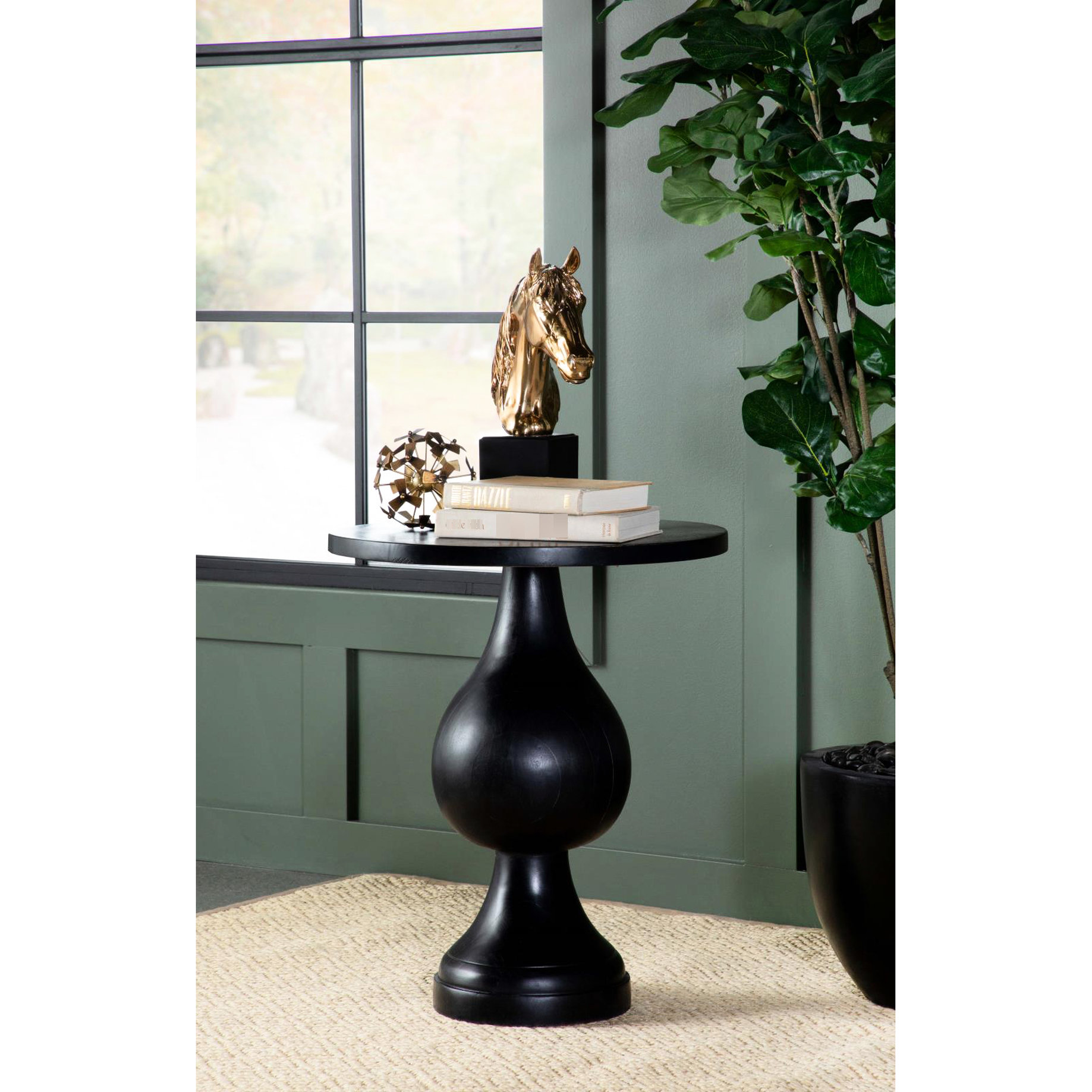 Latitude Run® Mango Wood Living Area Table, Black Stain Finish ...