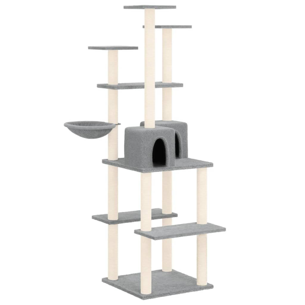 Latitude Run® Cat Tree Light Grey Engineered Wood, Plush, Sisal 65.7 In ...