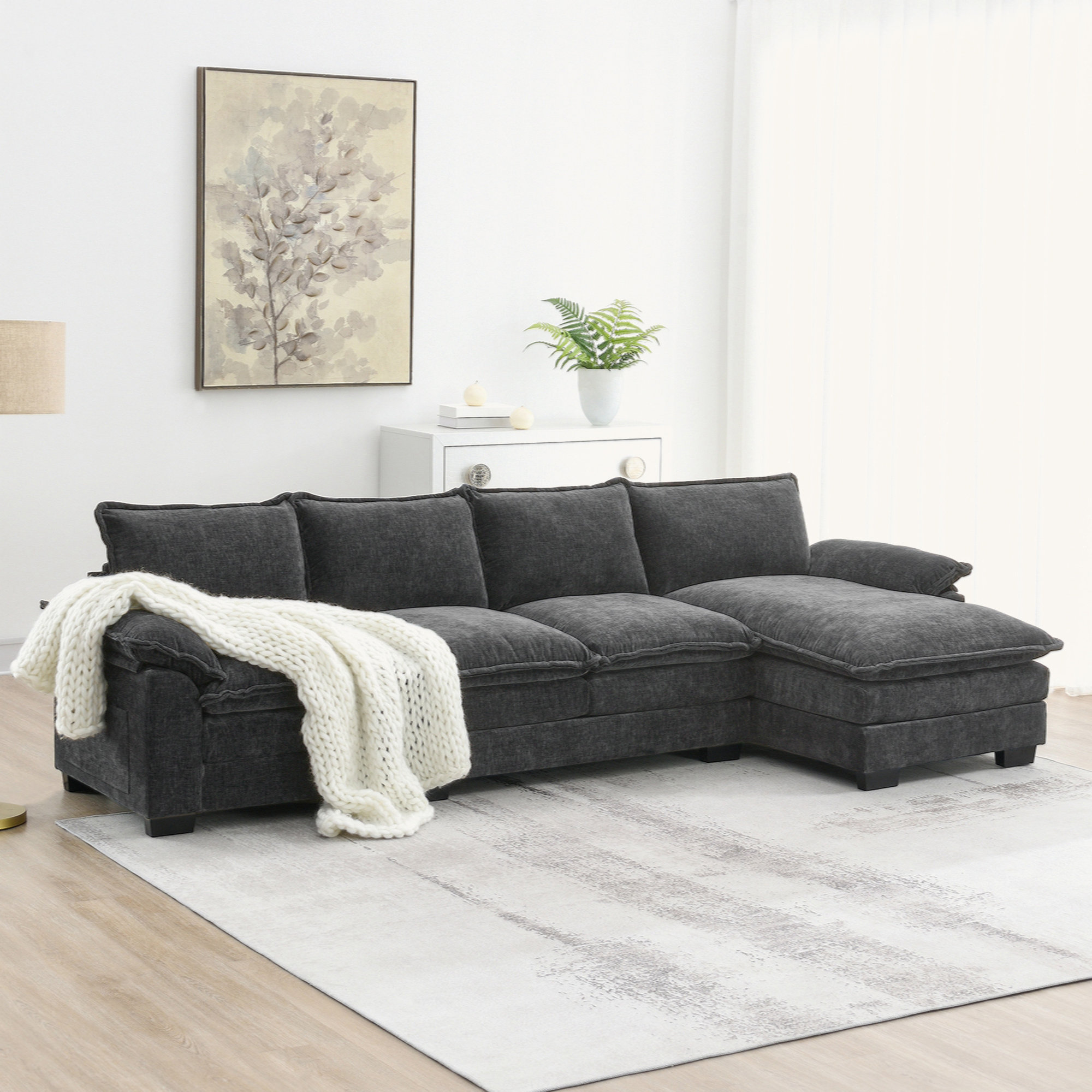 Latitude Run® Armandas Modern L-Shaped Sleeper Sofa Couch with Chaise ...