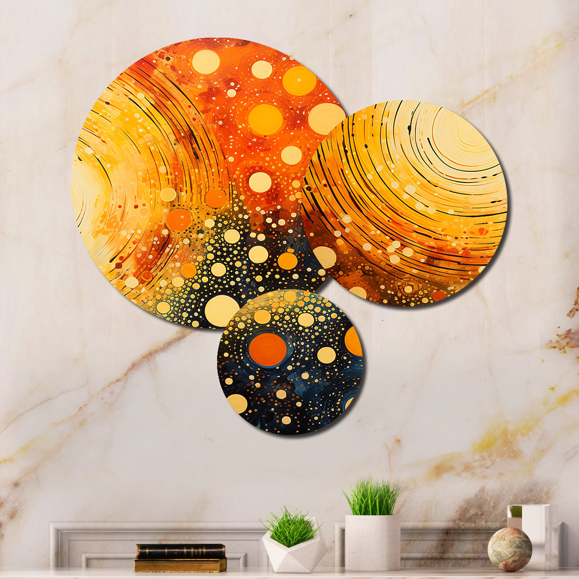 Ivy Bronx Fiery Fusion I - Abstract Collages Metal Wall Art Set ...