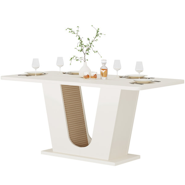 Wrought Studio™ 55" White Conference Table, Rectangle Small Meeting ...