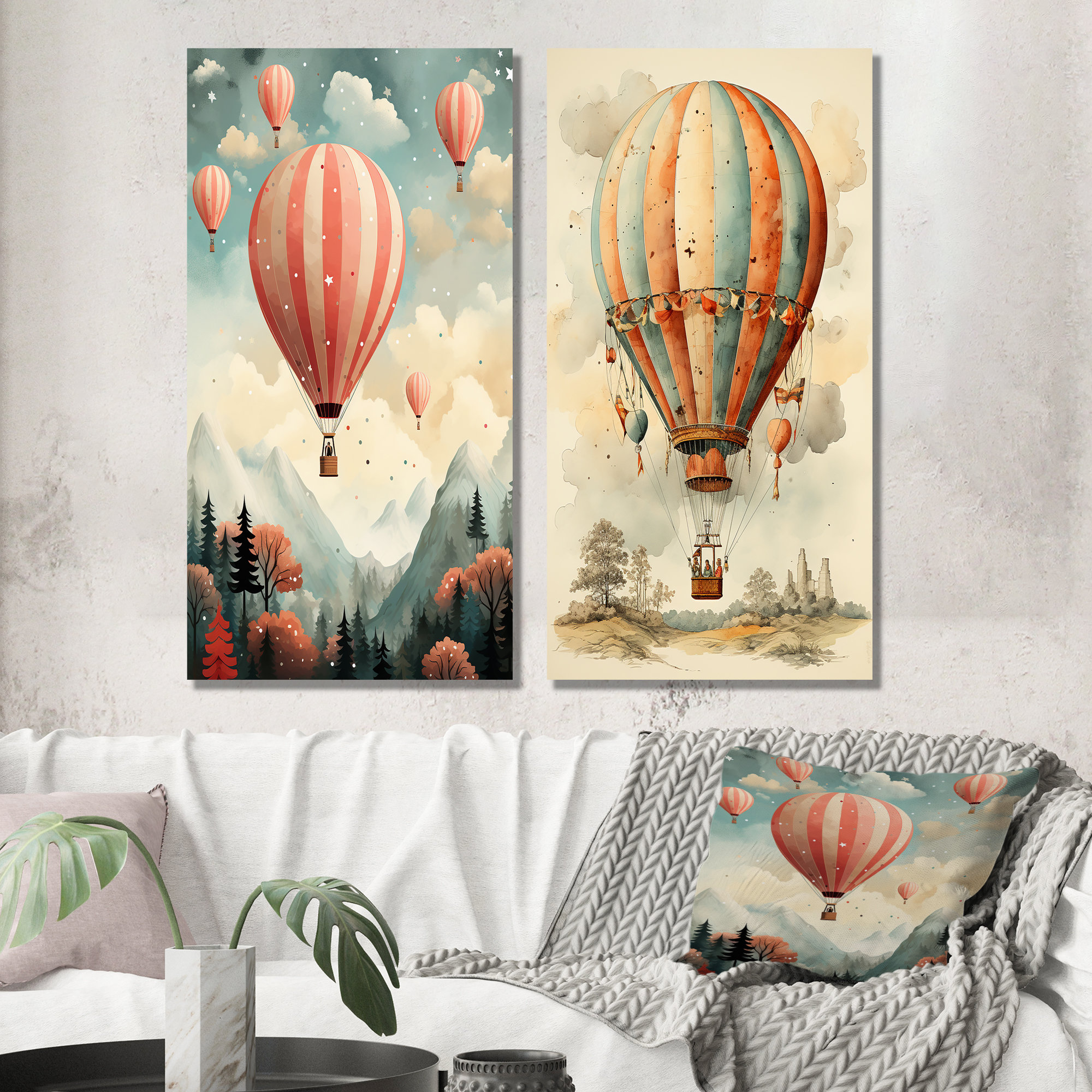 Millwood Pines Classic Hot Air Balloon Charm - Hot Air Balloon Metal Art Print Set Of 3 ...