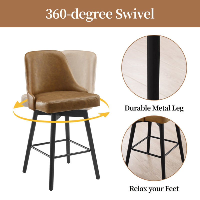 Lark Manor Hiott Swivel Upholstered 25.6'' Counter Stool & Reviews ...