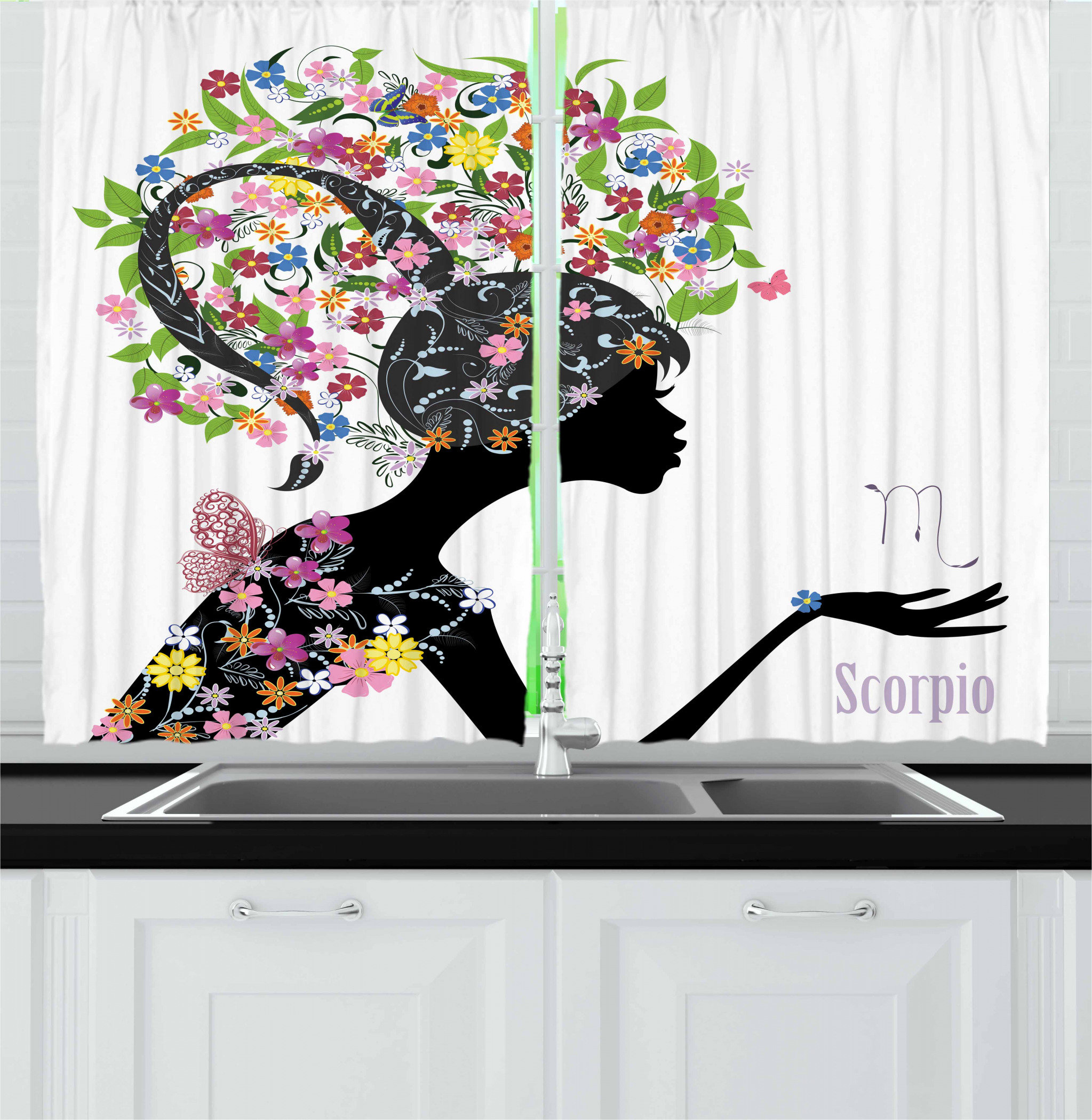 East Urban Home Zodiac Scorpio 55" 2 Piece Kitchen Curtain Set | Wayfair
