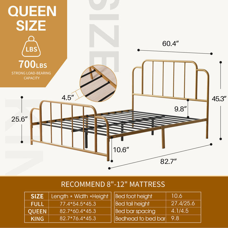 Ebern Designs Gurtha Metal Platform Bed & Reviews | Wayfair