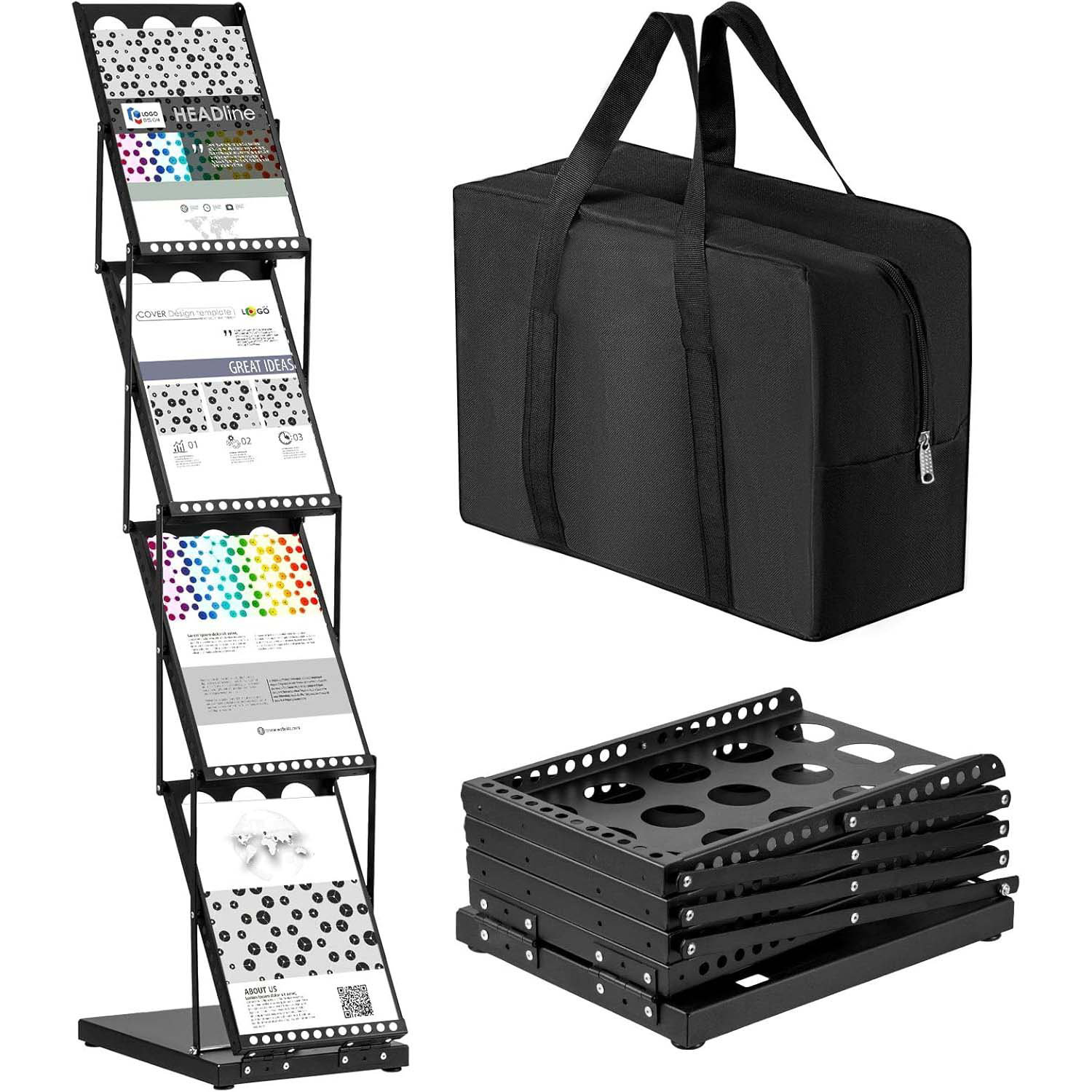 Rebrilliant 1 Piece Foldable Magazine Rack Metal Catalog Literature ...