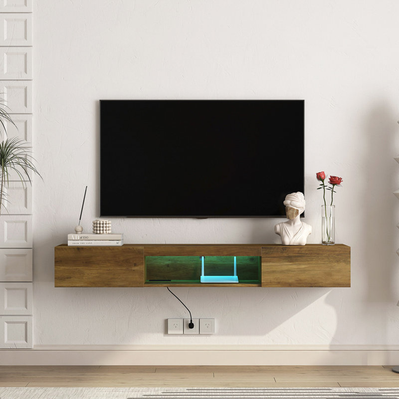 Ivy Bronx Wall Mounted Media Console (Wood) | Wayfair