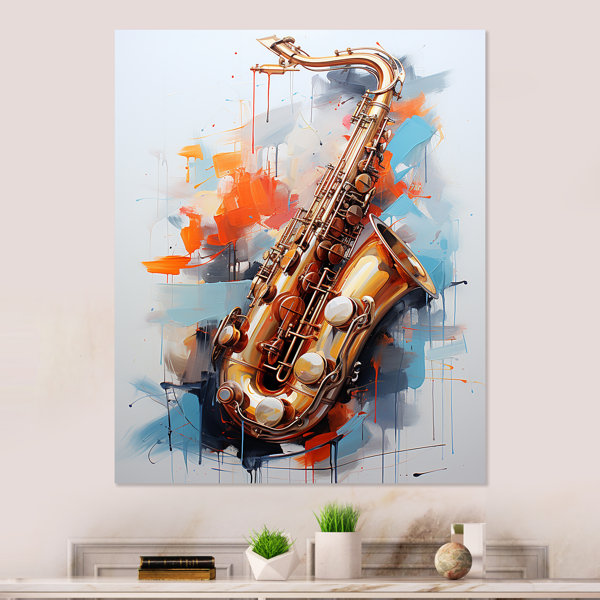 Lark Manor™ Yellow Vibrant Saxophone Rhythm - Music Metal Wall Art ...