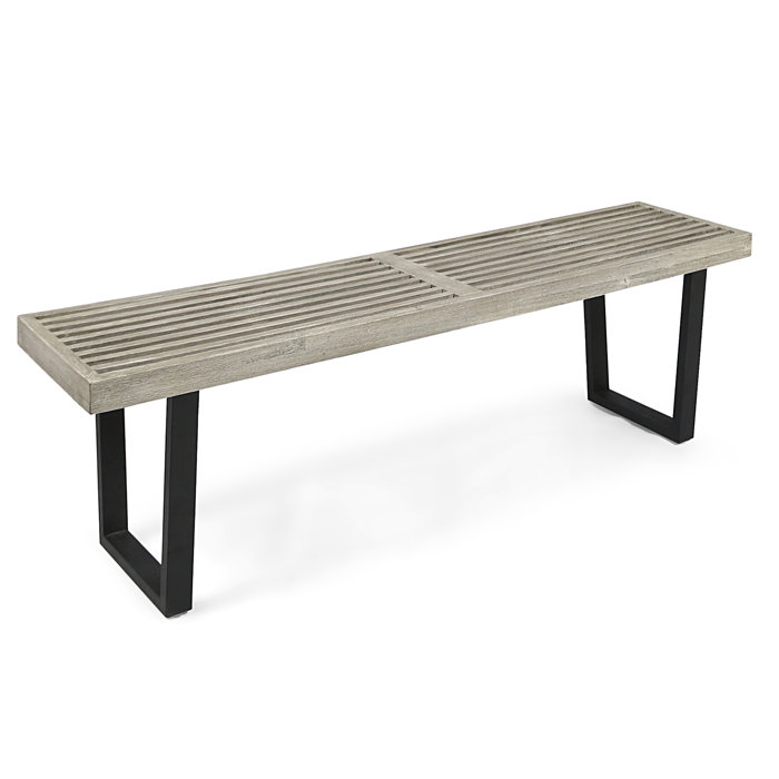 Union Rustic Yager Metal/Solid Wood Outdoor Bench & Reviews | Wayfair