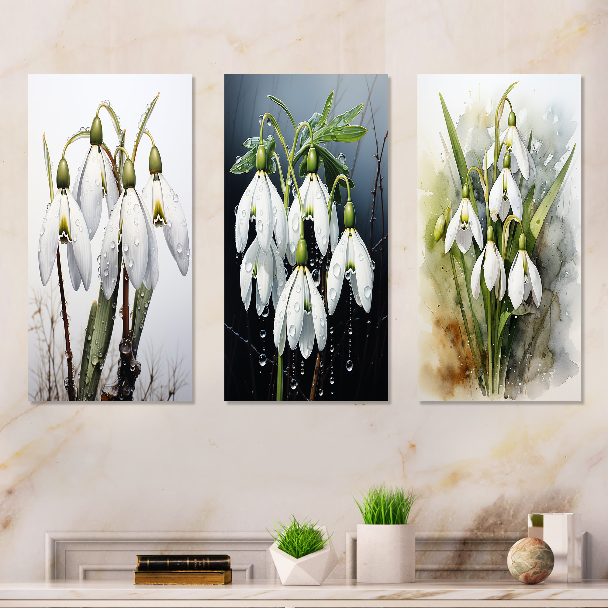 Design Art Morning Hush Snowdrops In Silent White I - Snowdrops Metal ...