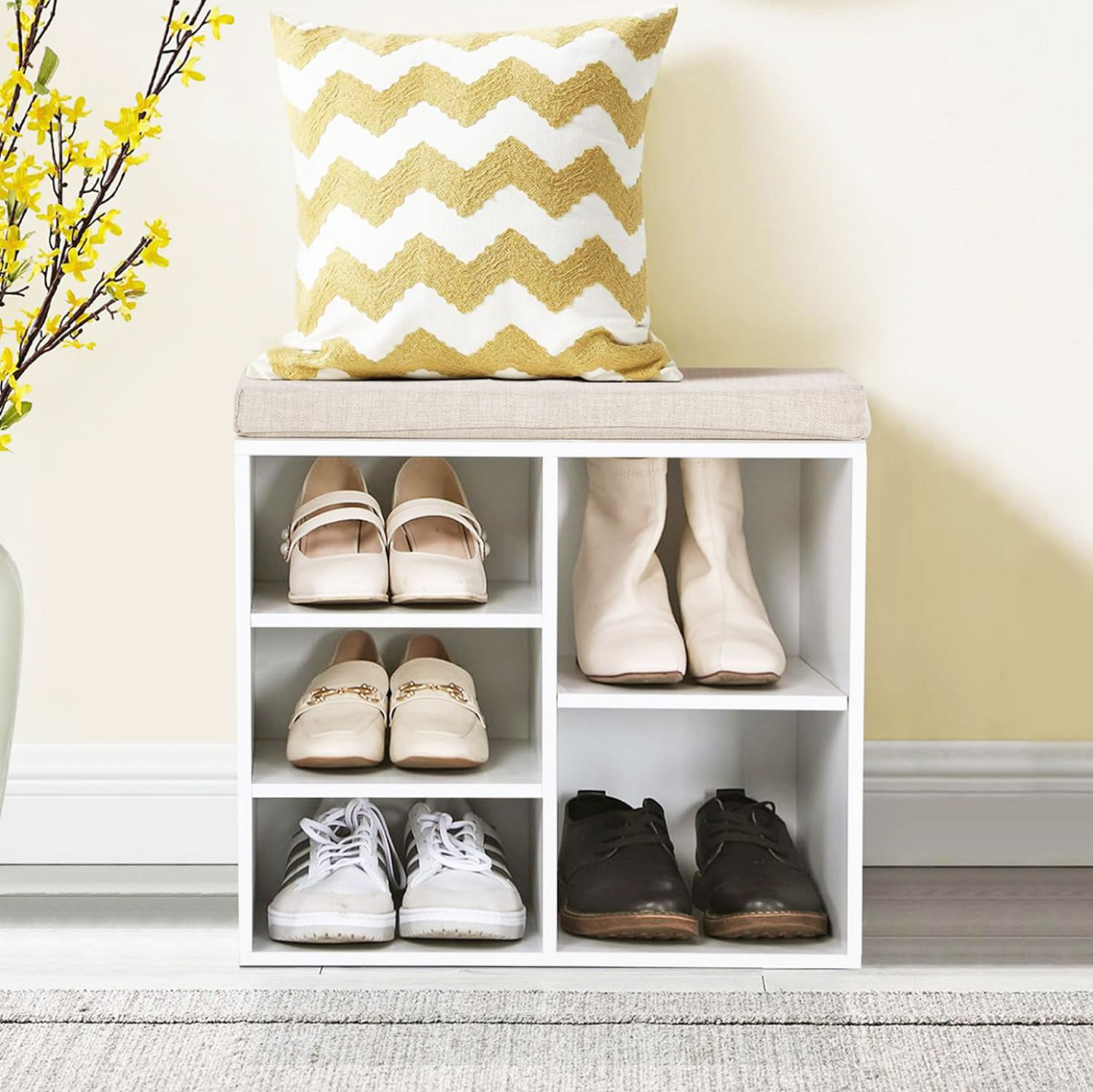 Ameriwood Shoe Bench with Cushion and 5 Compartments - Wayfair Canada