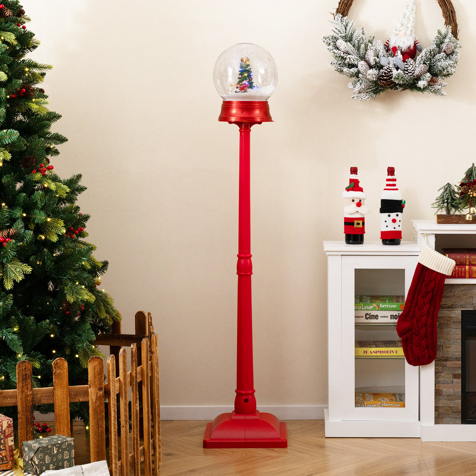 The Holiday Aisle® 5 Ft Musical Christmas Street Lamp w/ 8 Tunes & 15 ...