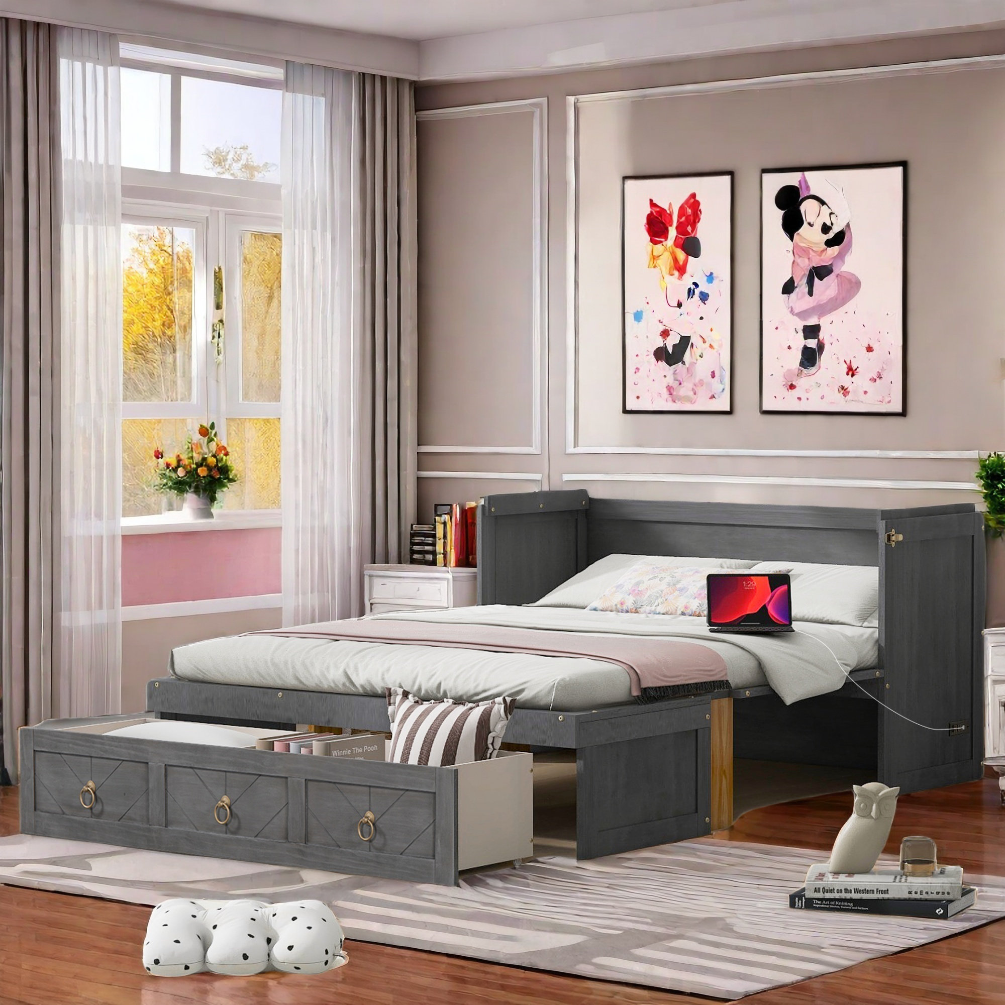 Red Barrel Studio® Pierre Murphy Bed with USB Port and Drawers | Wayfair