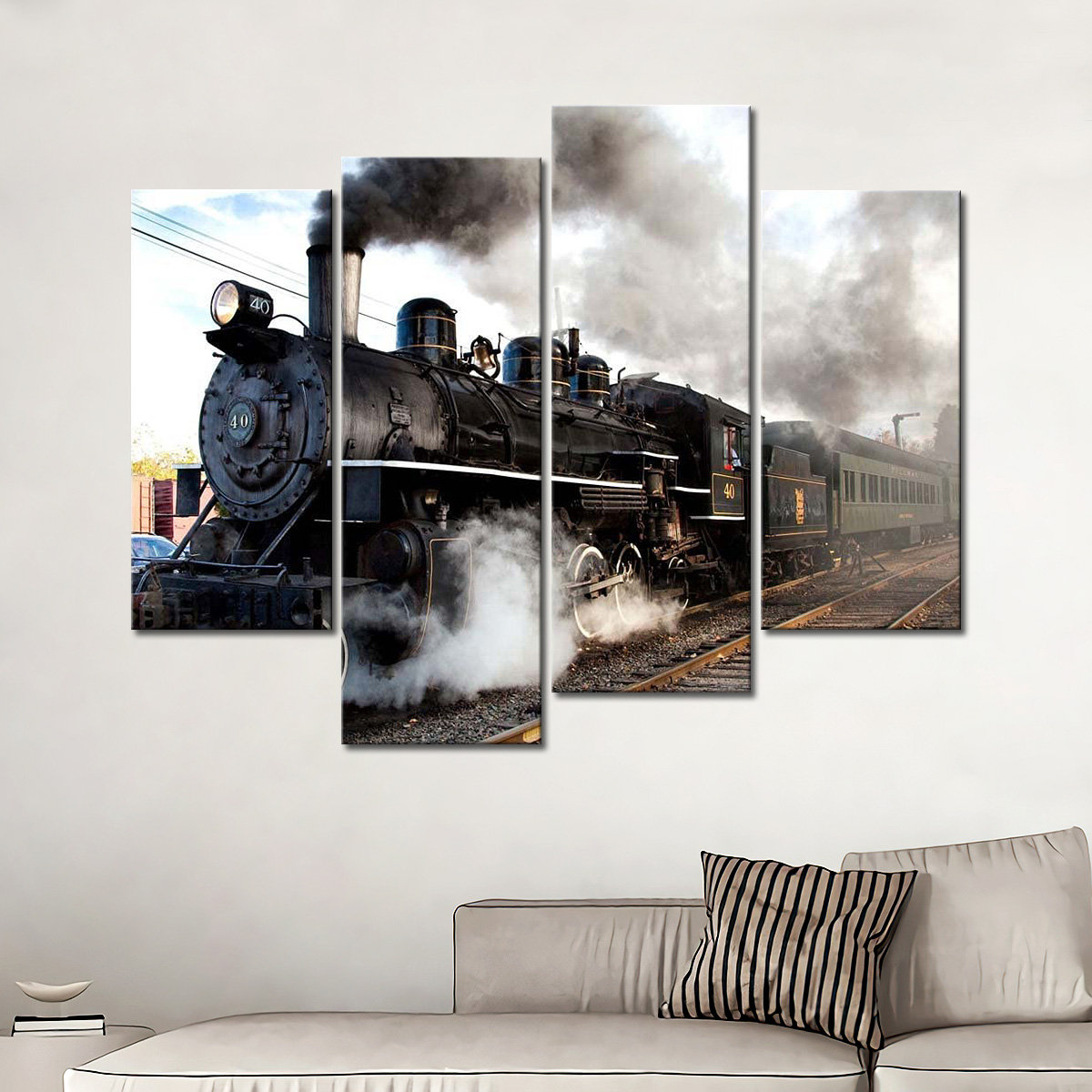 Latitude Run® " Old Steam Train Wall Art Painting Picture " 4 - Pieces ...