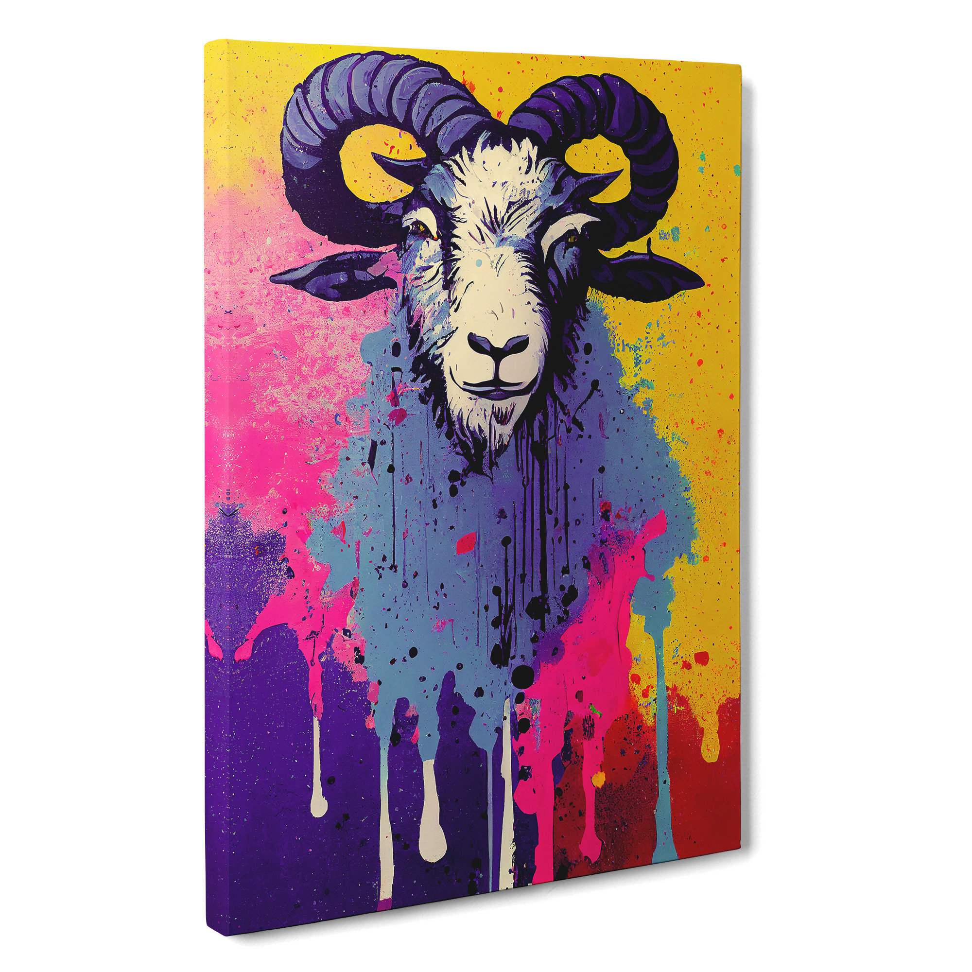 Brambly Cottage Sheep Paint Drip No.3 Abstract - Wrapped Canvas Graphic ...