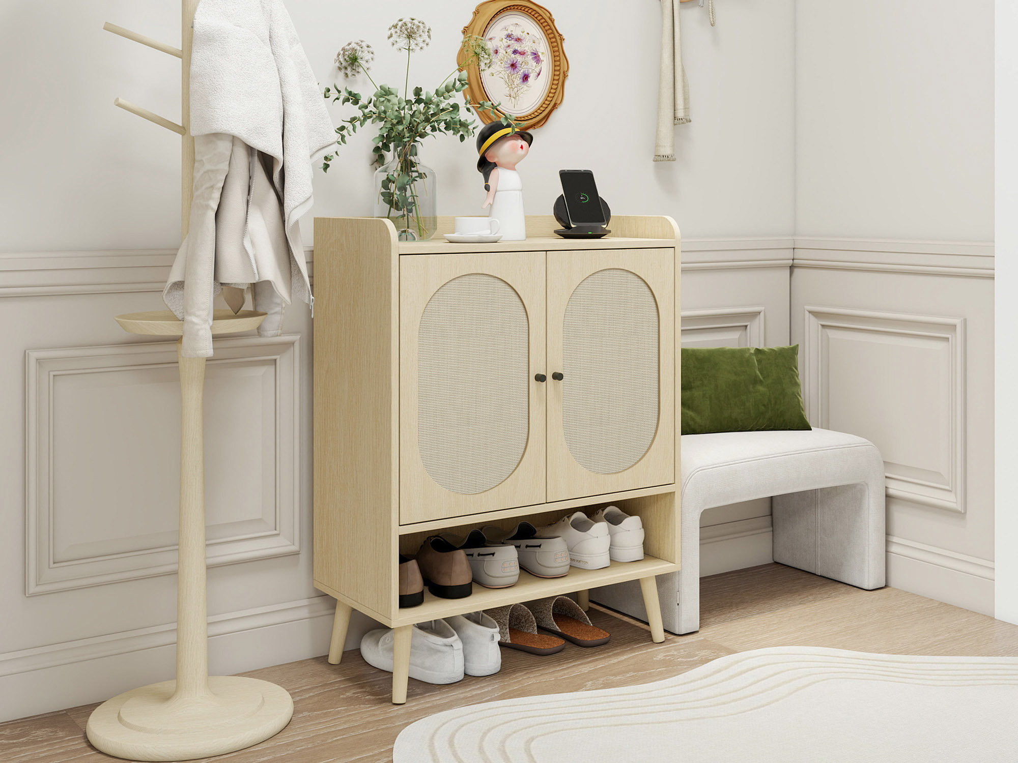 Bay Isle Home™ 2 Door Shoe Rack, Freestanding Modern Shoe Storage ...