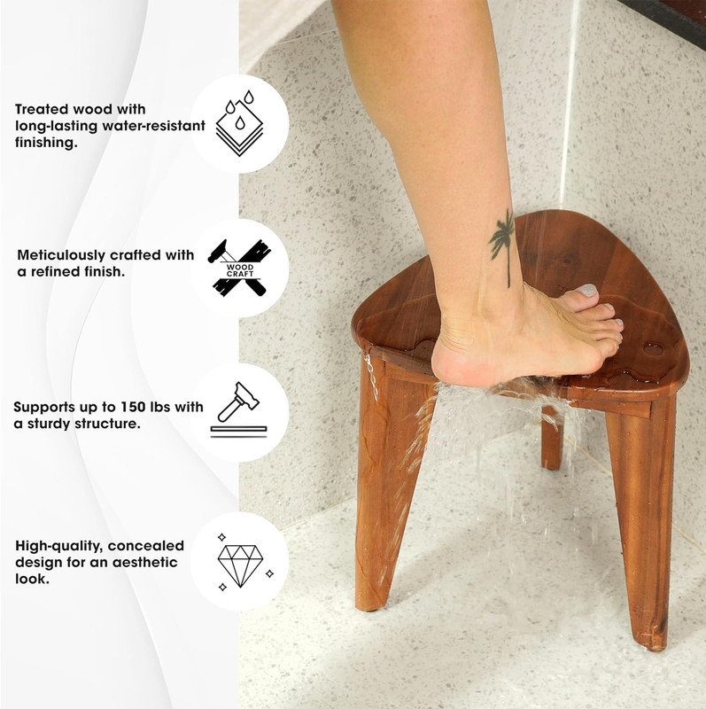 Millwood Pines Wooden Showers Stool Seat for Shaving Legs - Small ...