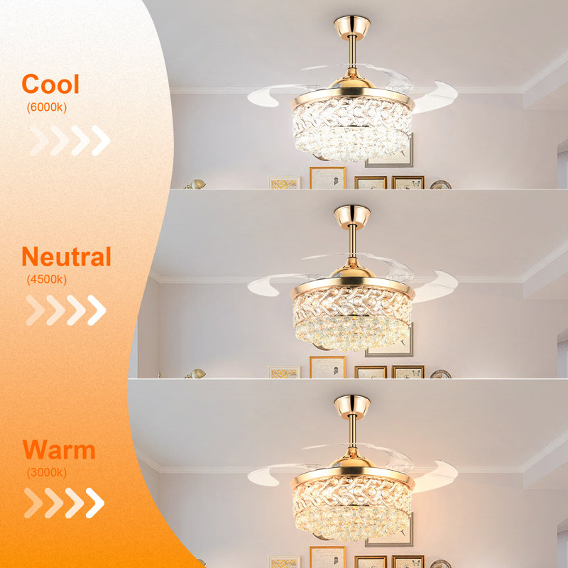 House of Hampton® 42'' Dericka 4-Blade LED Crystal Chandelier Ceiling ...