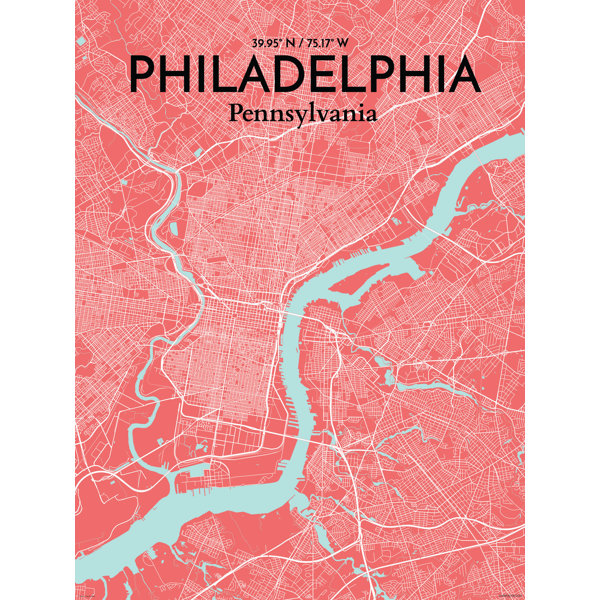 OurPoster.com 'Philadelphia City Map' Graphic Art Print Poster in ...