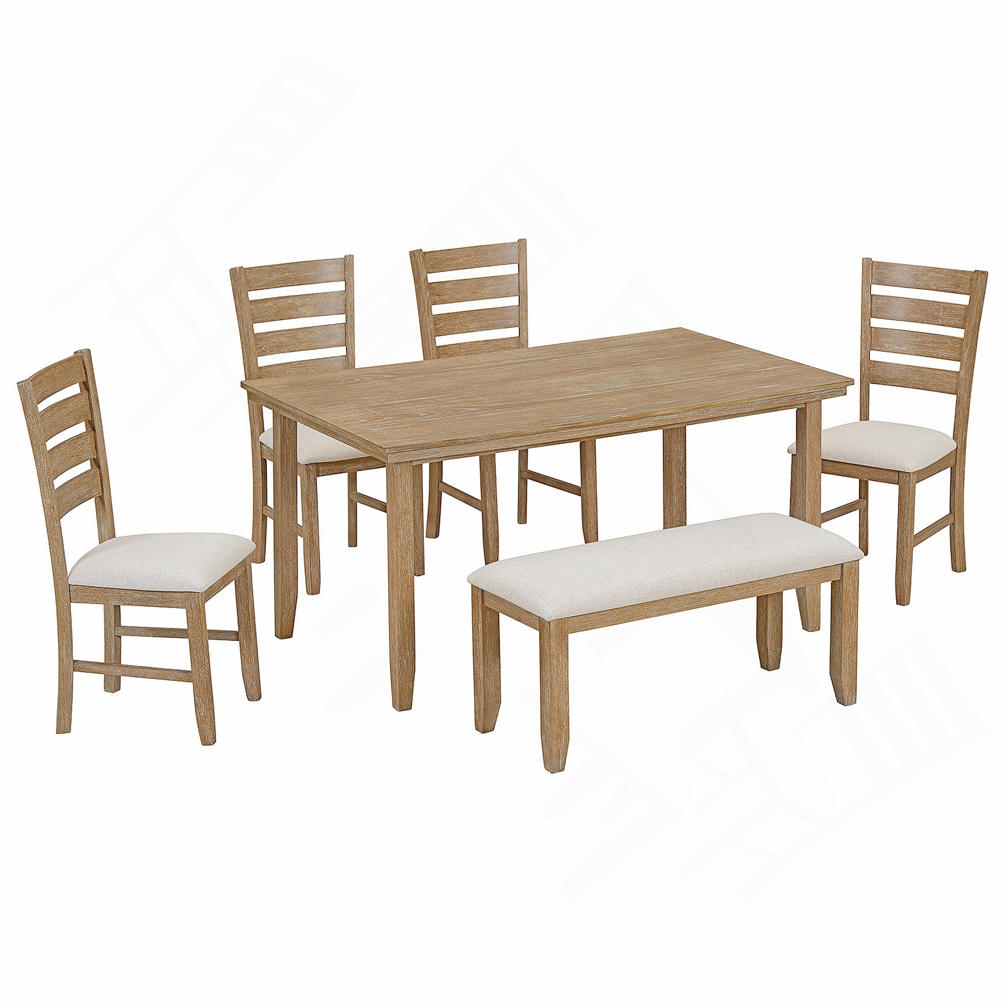 Latitude Run® Dining Room Table And Chairs With Bench, Rustic Wood ...