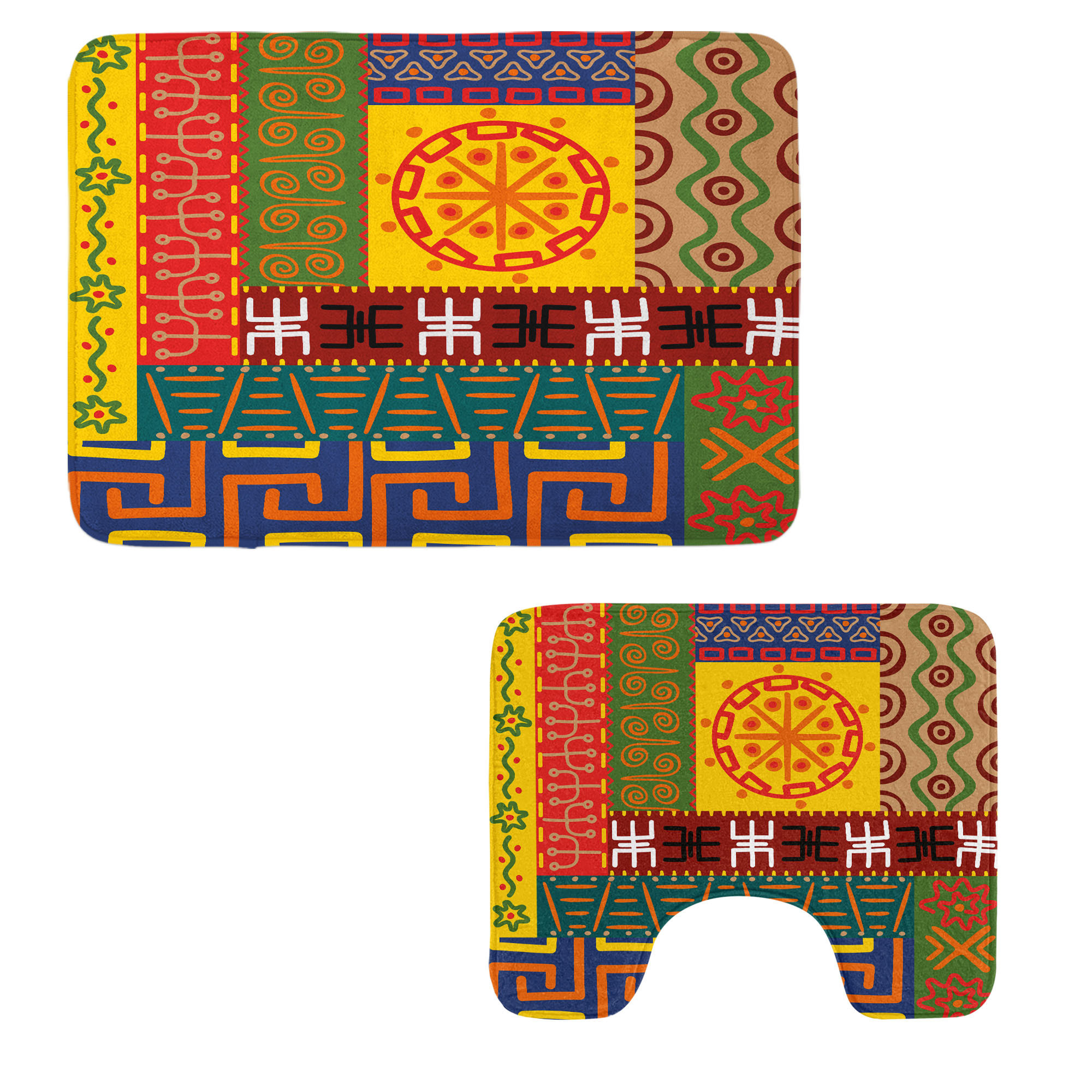 East Urban Home Tribal Bathroom Rug Set 2 Pieces Rectangle & Contour ...