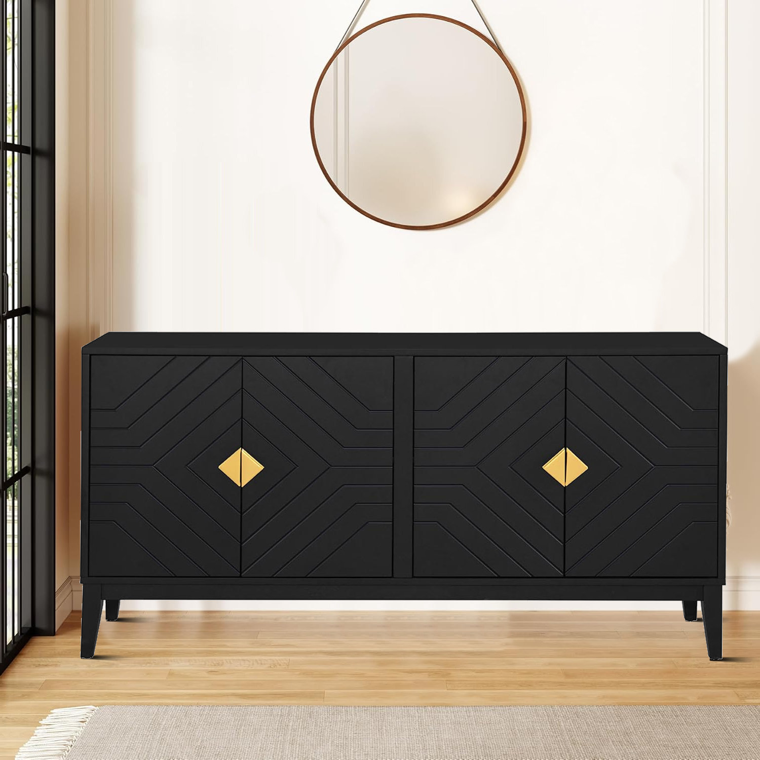 Winston Porter Modern Sideboard cabinet with Carved Doors and ...