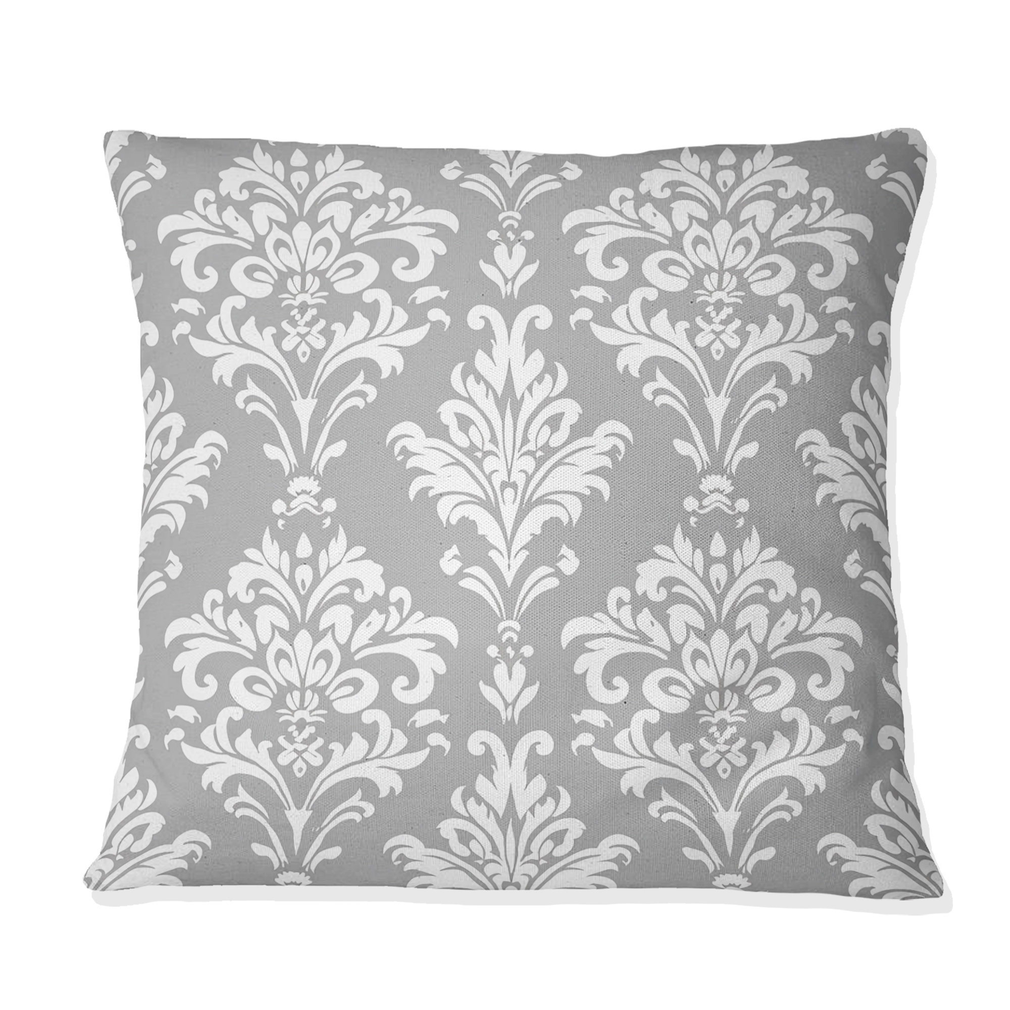 Design Art Grey Damask Glamour Charm III - Transitional Throw Pillow ...