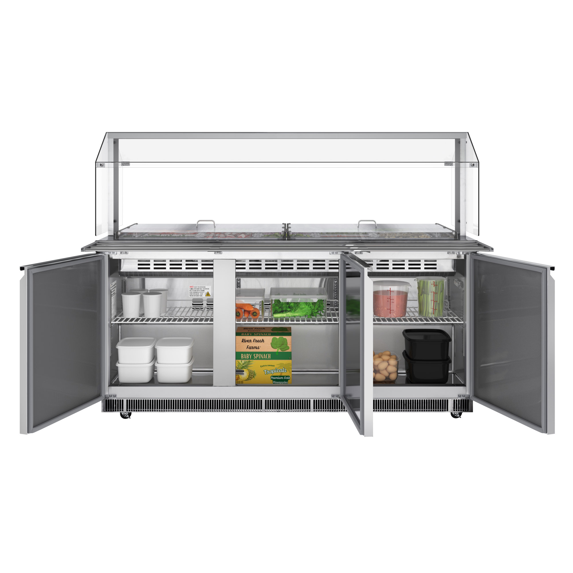 KoolMore 72 in. Commercial Refrigerated Prep Station with Sneeze Guard ...