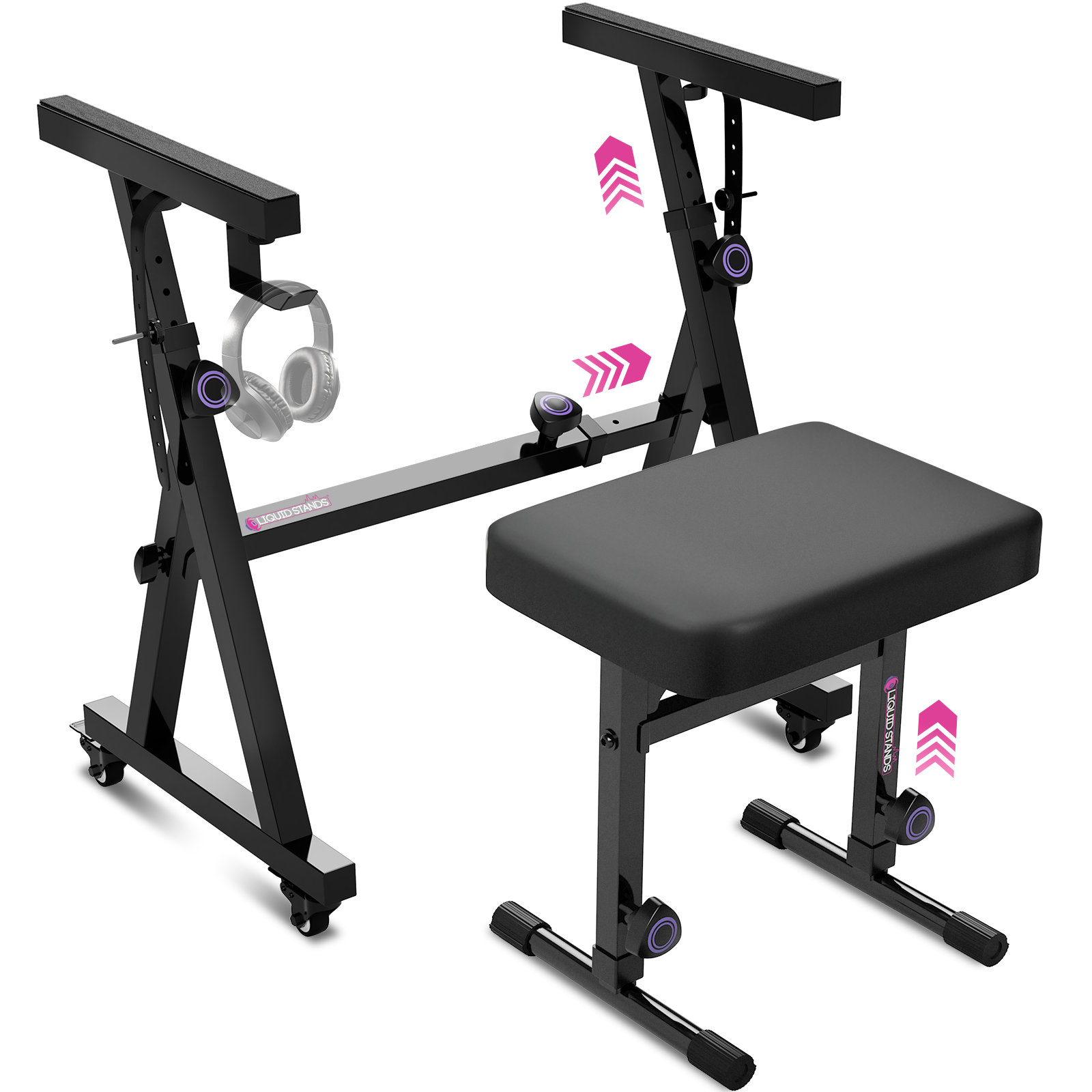 Liquid Stands Piano Keyboard Stand And Bench Set - Portable Heavy Duty ...