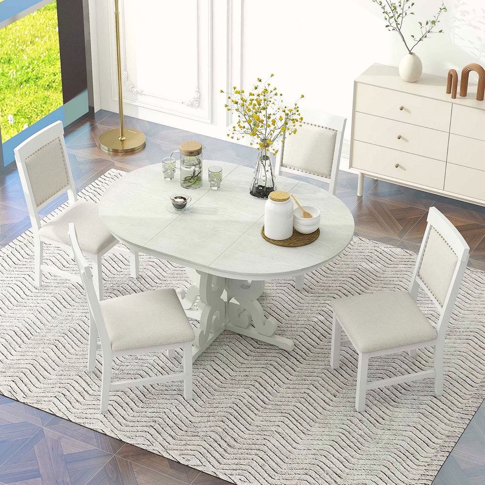 Ophelia & Co. 5-Piece Retro Functional Dining Set, 1 Extendable Table ...