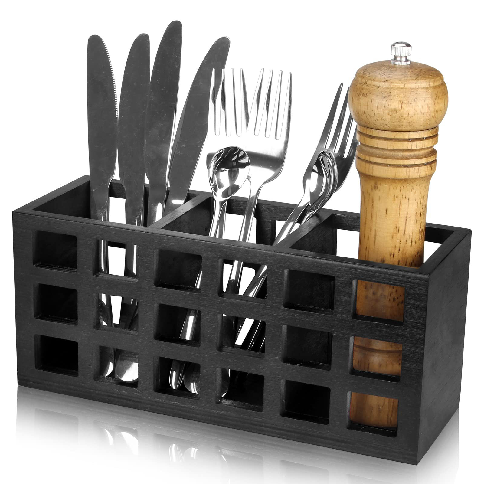 Hokku Designs Wooden Silverware Cutlery Holder For Kitchen Countertop ...