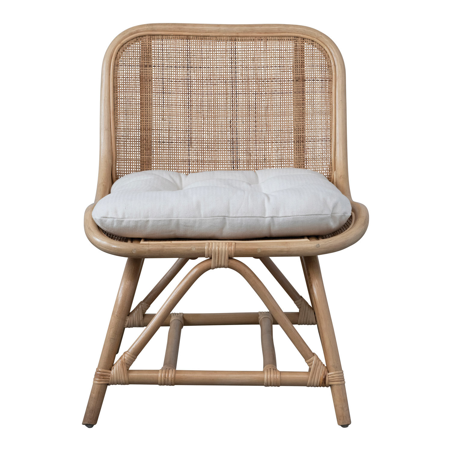 Rosecliff Heights Story Hand-Woven Rattan Chair With Cushion | Wayfair