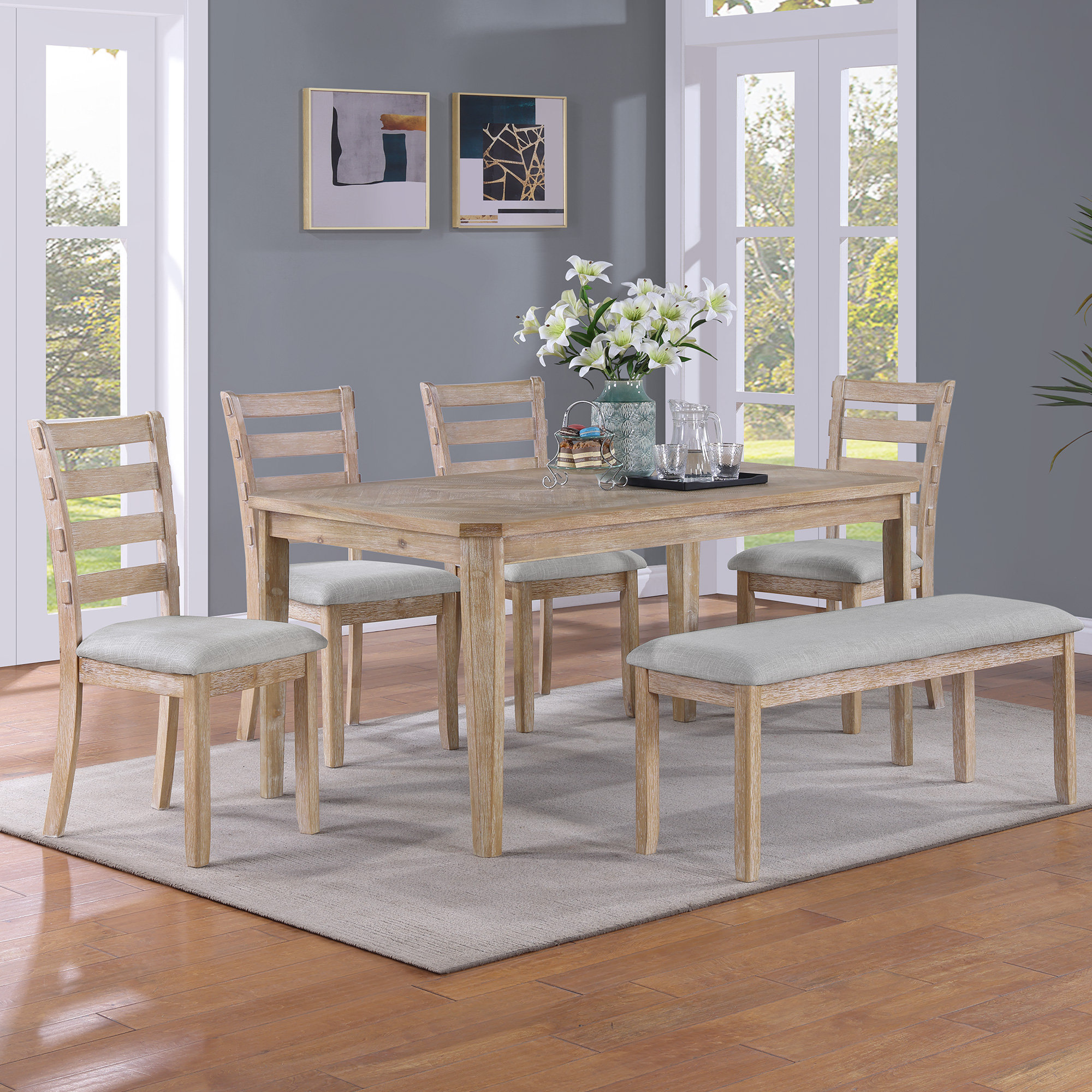 rustic solid wood dining table set