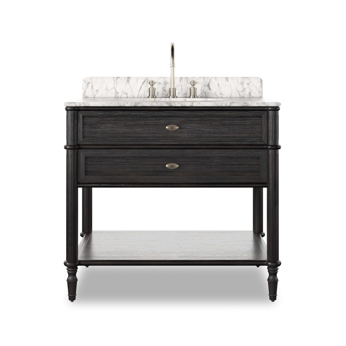 Four Hands Toulouse Single Vanity-Satin Black Veneer | Perigold
