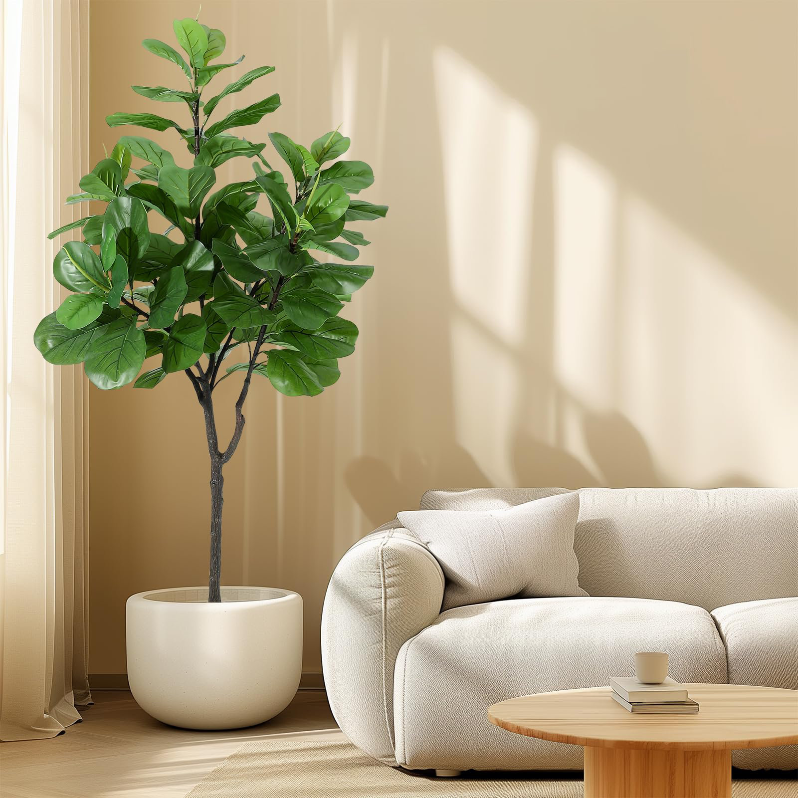 Latitude Run® Artificial Fiddle Leaf Fig Tree 6Ft Tall Faux Fiddle ...