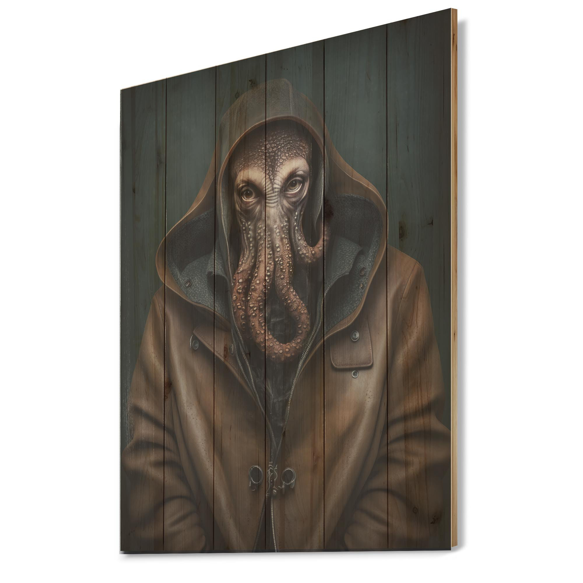 Trinx Ignotas Anthropomorphic Of Octopus Portrait III - Animals Wood ...