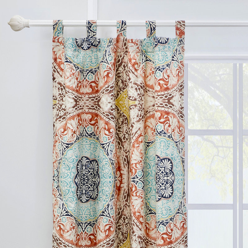 Barefoot Bungalow Olympia Medallion Semi-Sheer Tab Top Curtains/Drapes ...