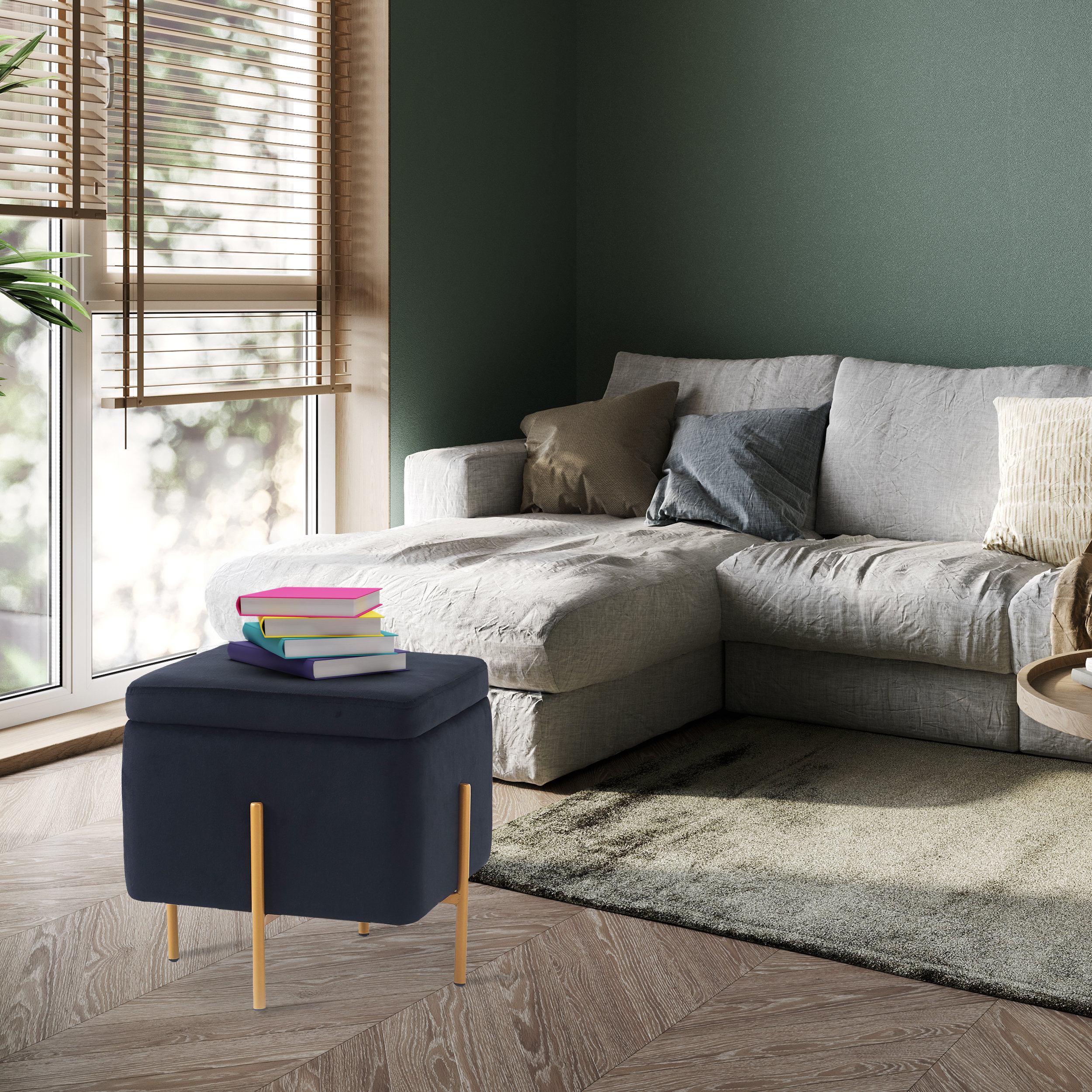 Mercer41 Ottoman Cube Pouf with Storage Velvet Chair - Wayfair Canada