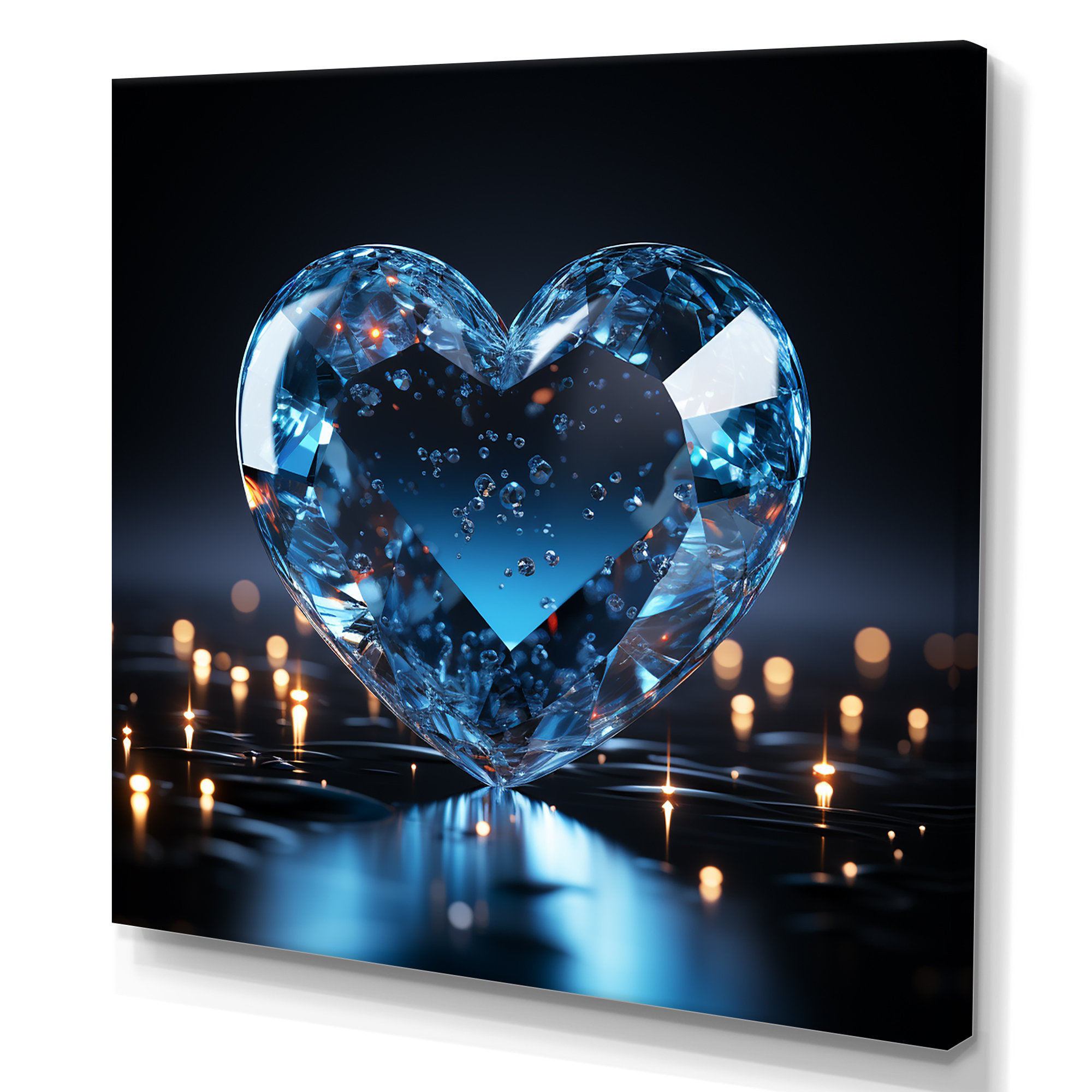 Wrought Studio™ Blue Neon Clear Heart Shape I - Print | Wayfair
