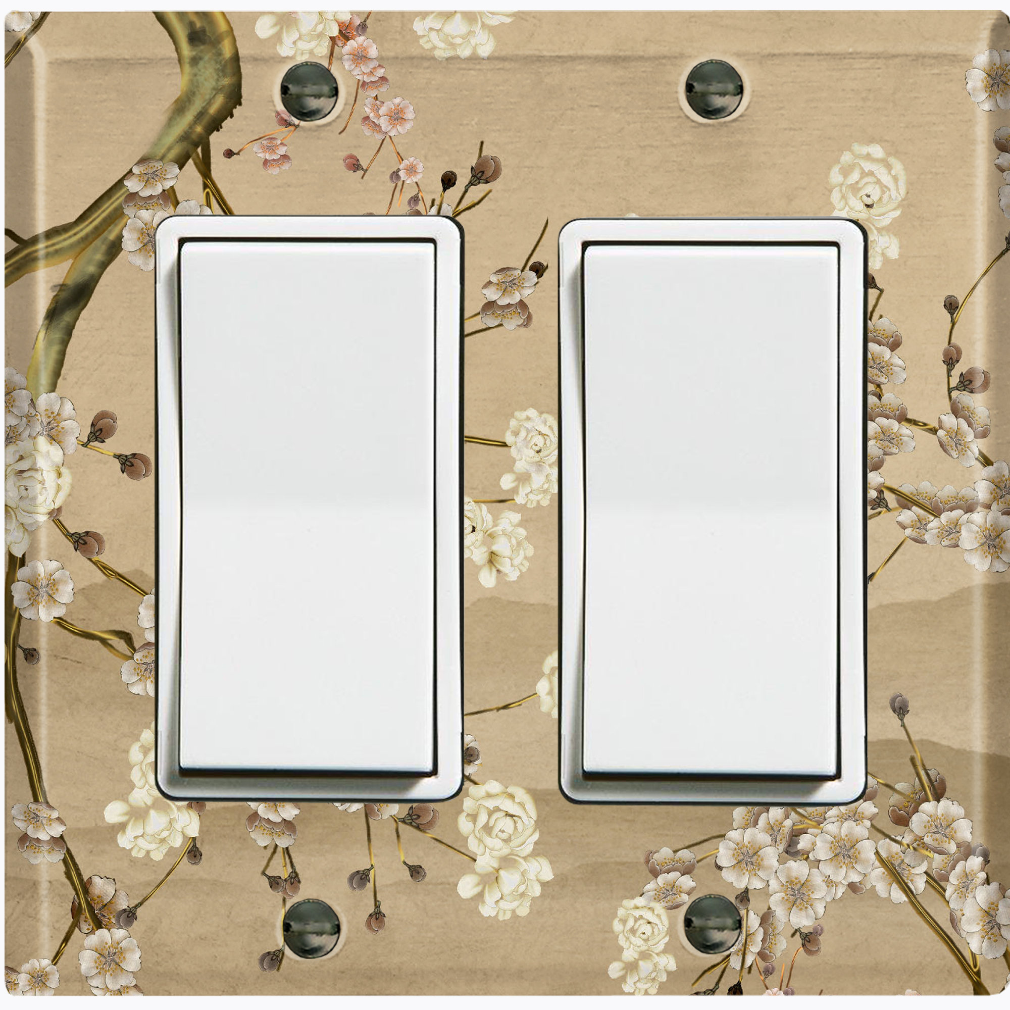 WorldAcc Metal Light Switch Plate Outlet Cover (Biege Sakura Flower ...