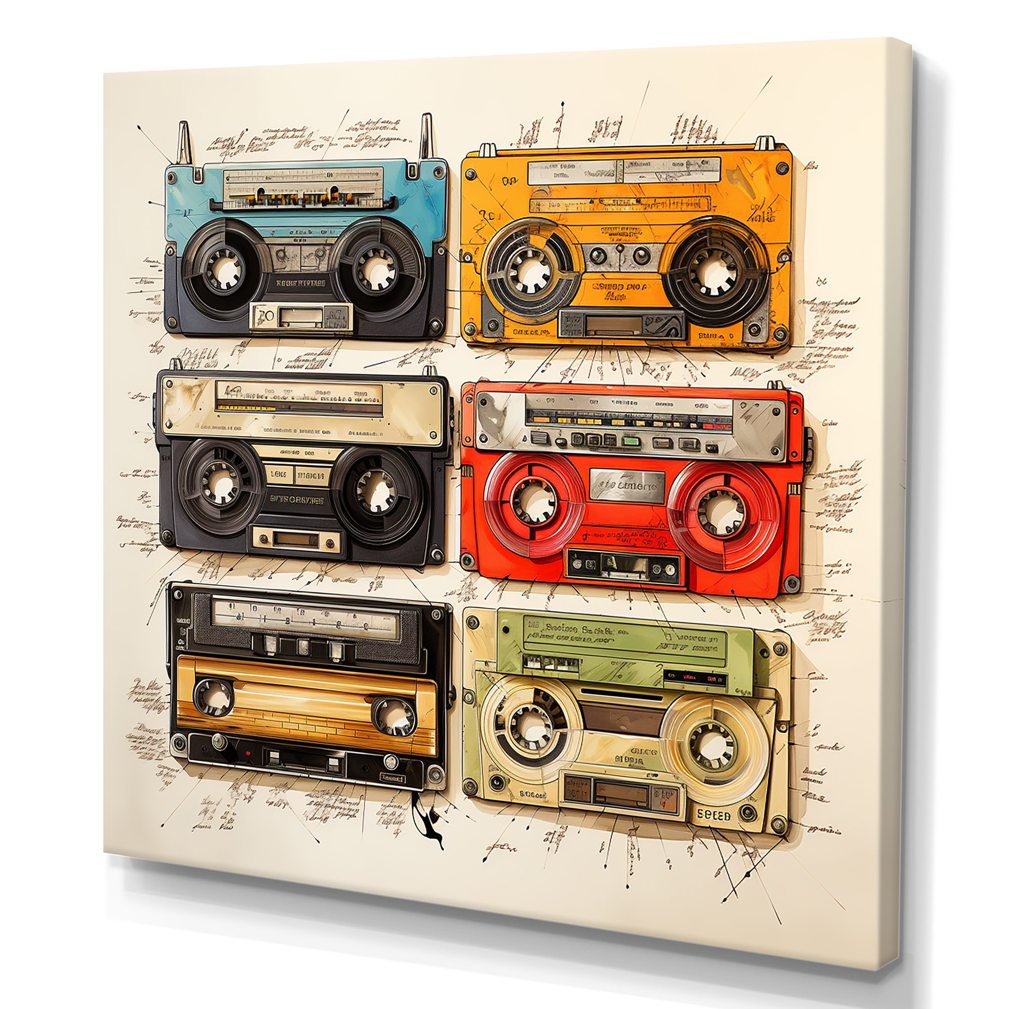 Winston Porter Diagrammatic Drawing Of A Cassette Tapes - Cassette ...
